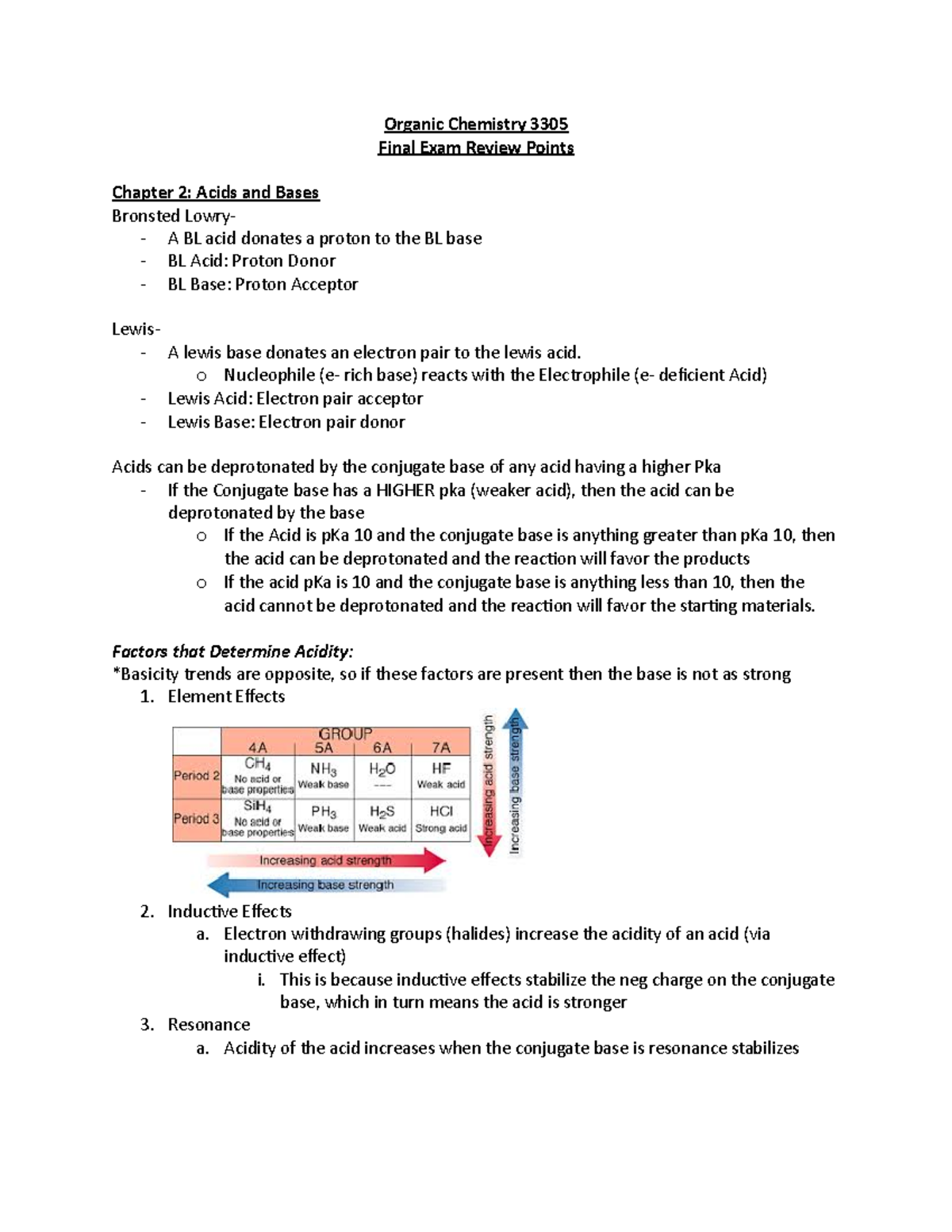 Final Review Topics copy - Organic Chemistry 3305 Final Exam Review ...