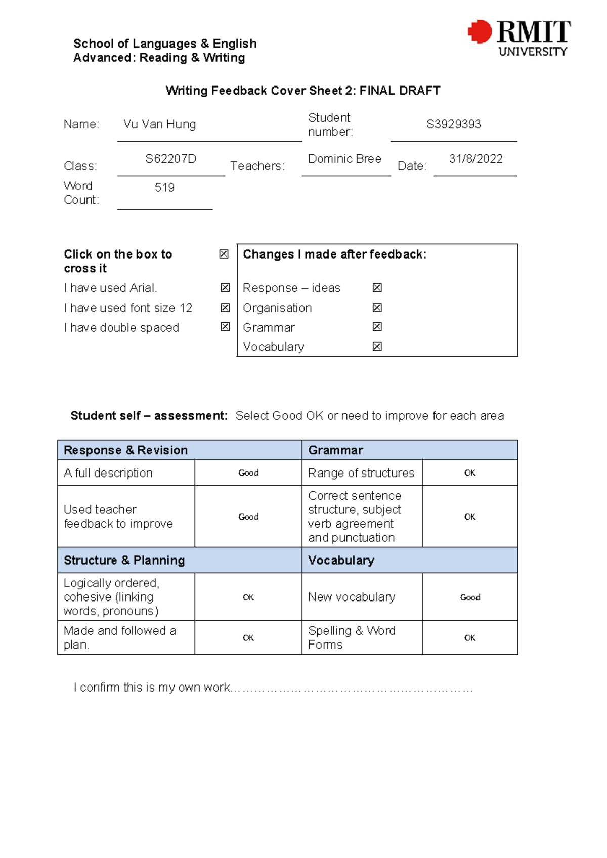 Porfolio Writing Task 1 - Final Draft - Advanced: Reading & Writing ...