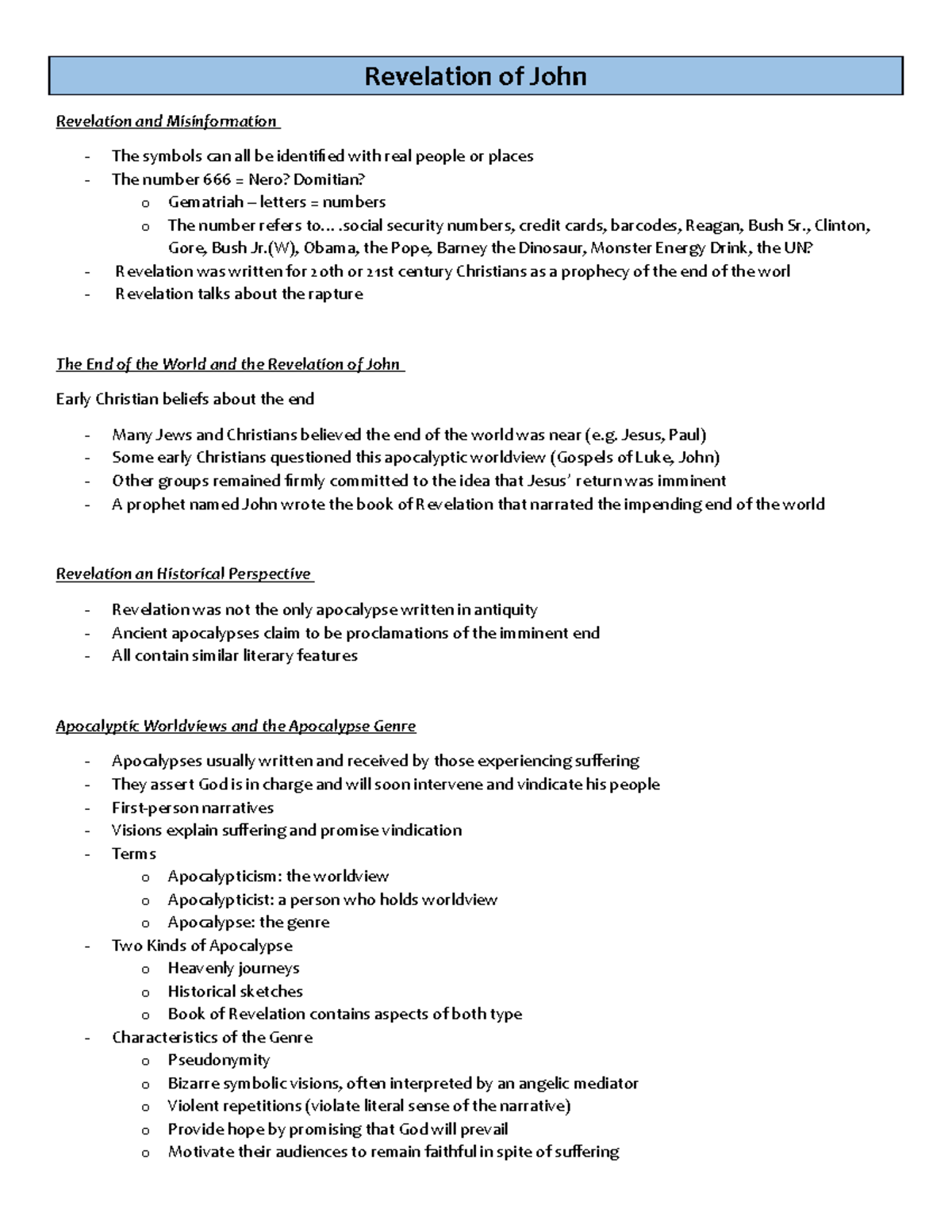 REL- Revelations - Revelation of John Revelation and Misinformation The ...