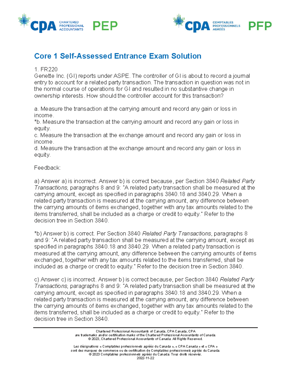 CPA Solutions for Financial Accounting - 1. FR Genette Inc. (GI) reports under ASPE. The ...