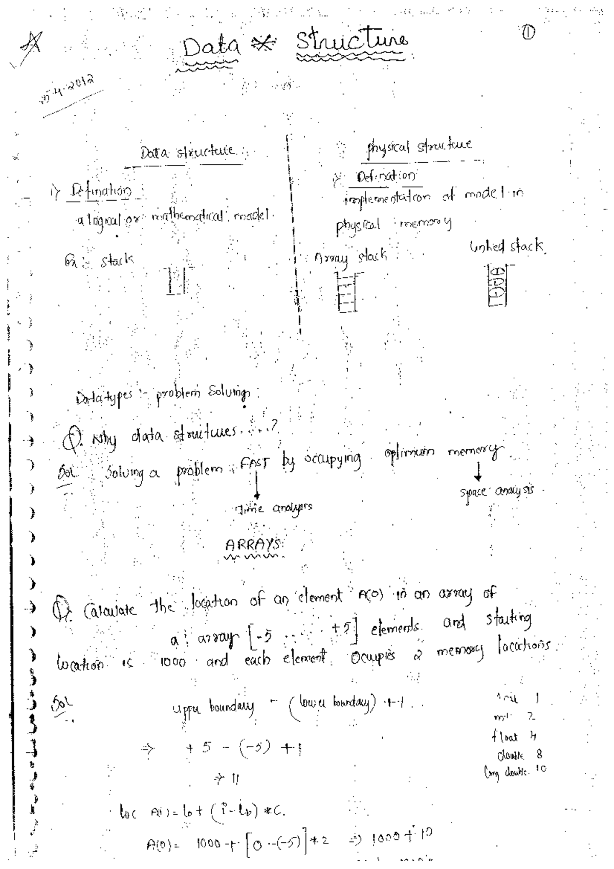 DATA Structure Class Notes - é} @wi‘ﬂé 235'; Jilﬁxﬁm 0F 09 "Element 9(0 ...
