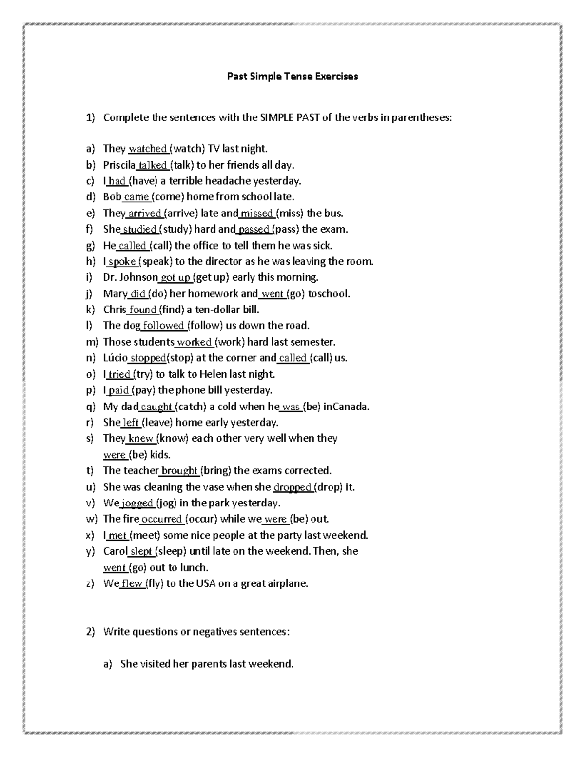 Past-simple-tense-exercises Domenica Nieto Saenz - Past Simple Tense ...