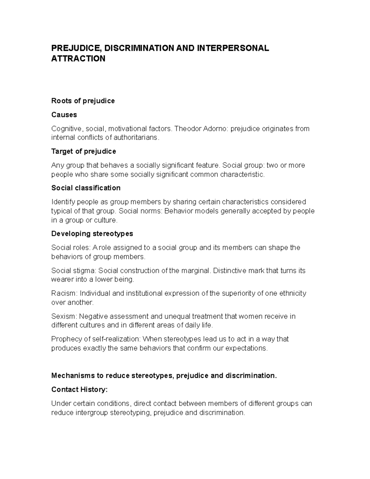 Prejudice, discrimination and interpersonal attraction - PREJUDICE ...