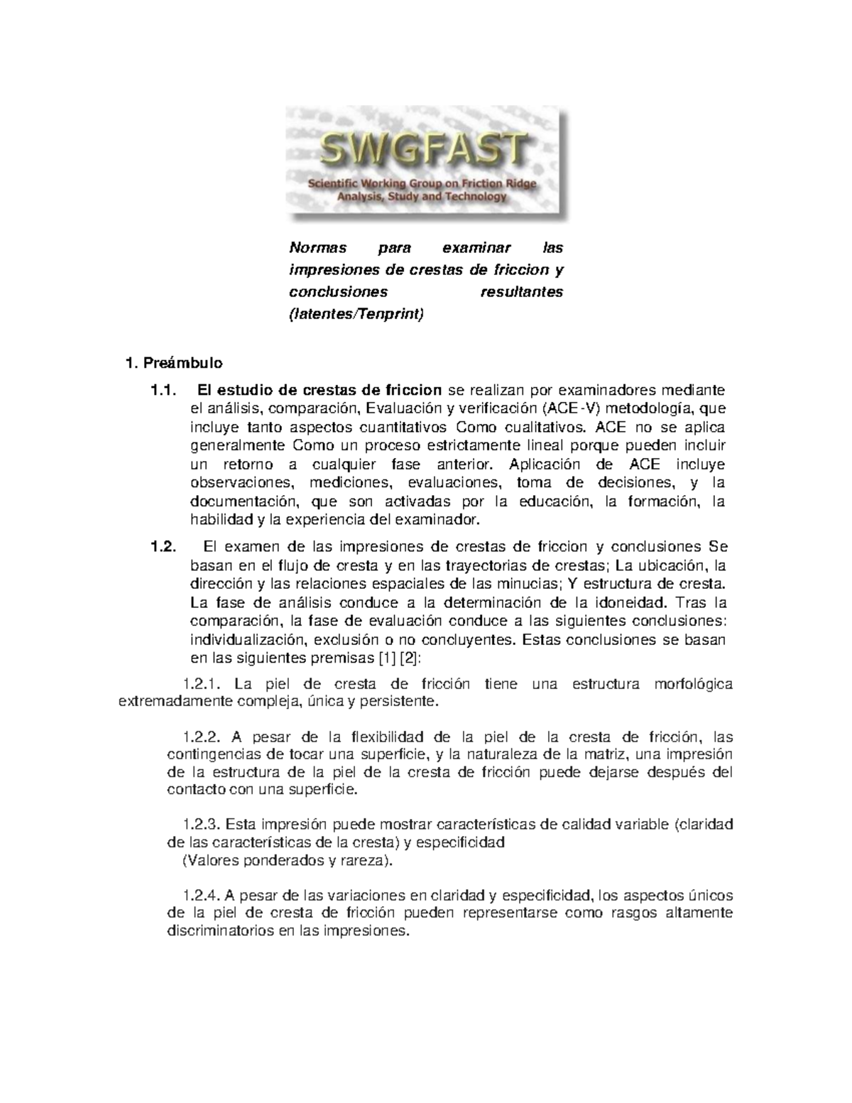 Metodo acev traducido - Normas para examinar las impresiones de crestas ...
