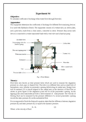 Lab session 09 - To determine the metacentric height of pontoon - Experiment 09 Objective: To ...