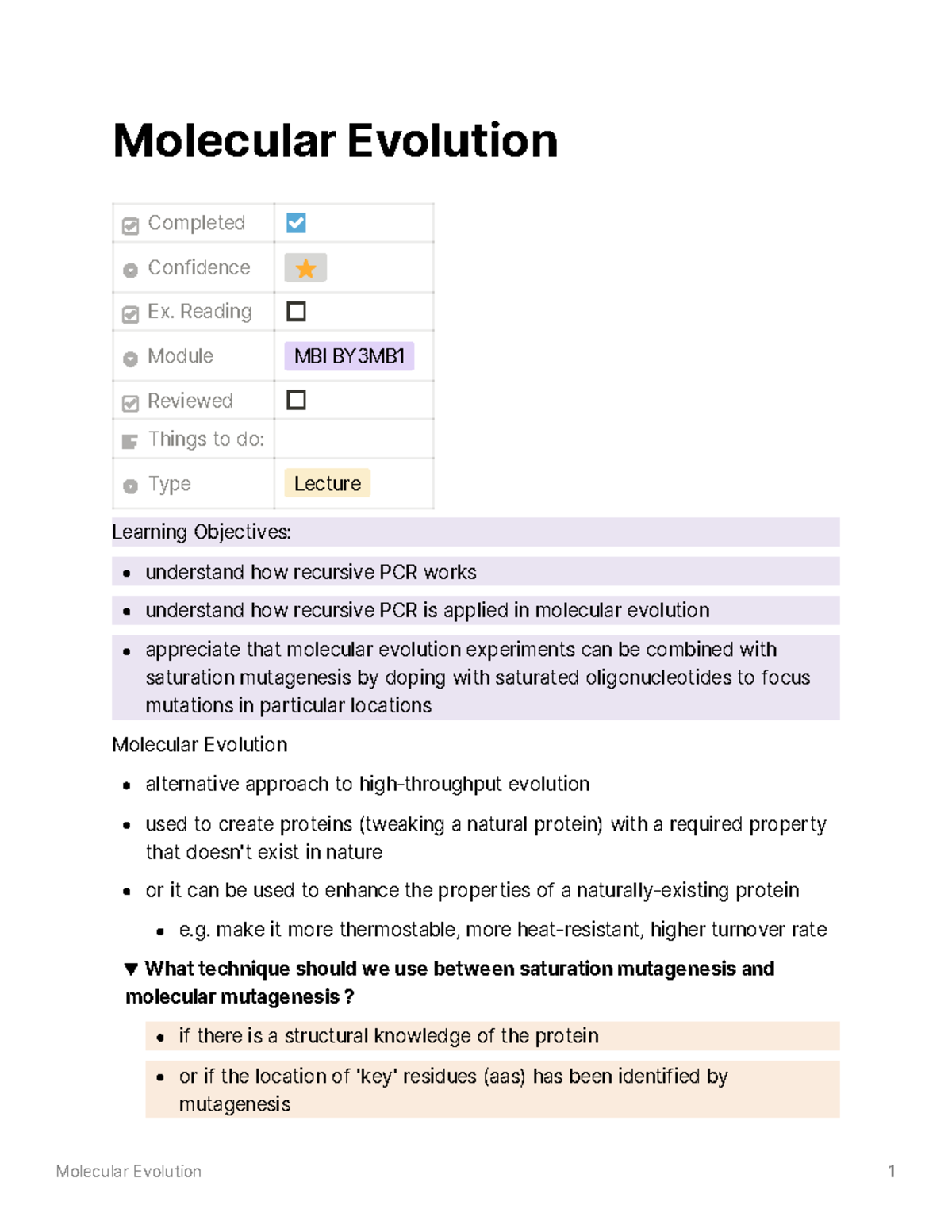 Molecular Evolution - Lecture 7 - Molecular Evolution Ԇ Molecular ...