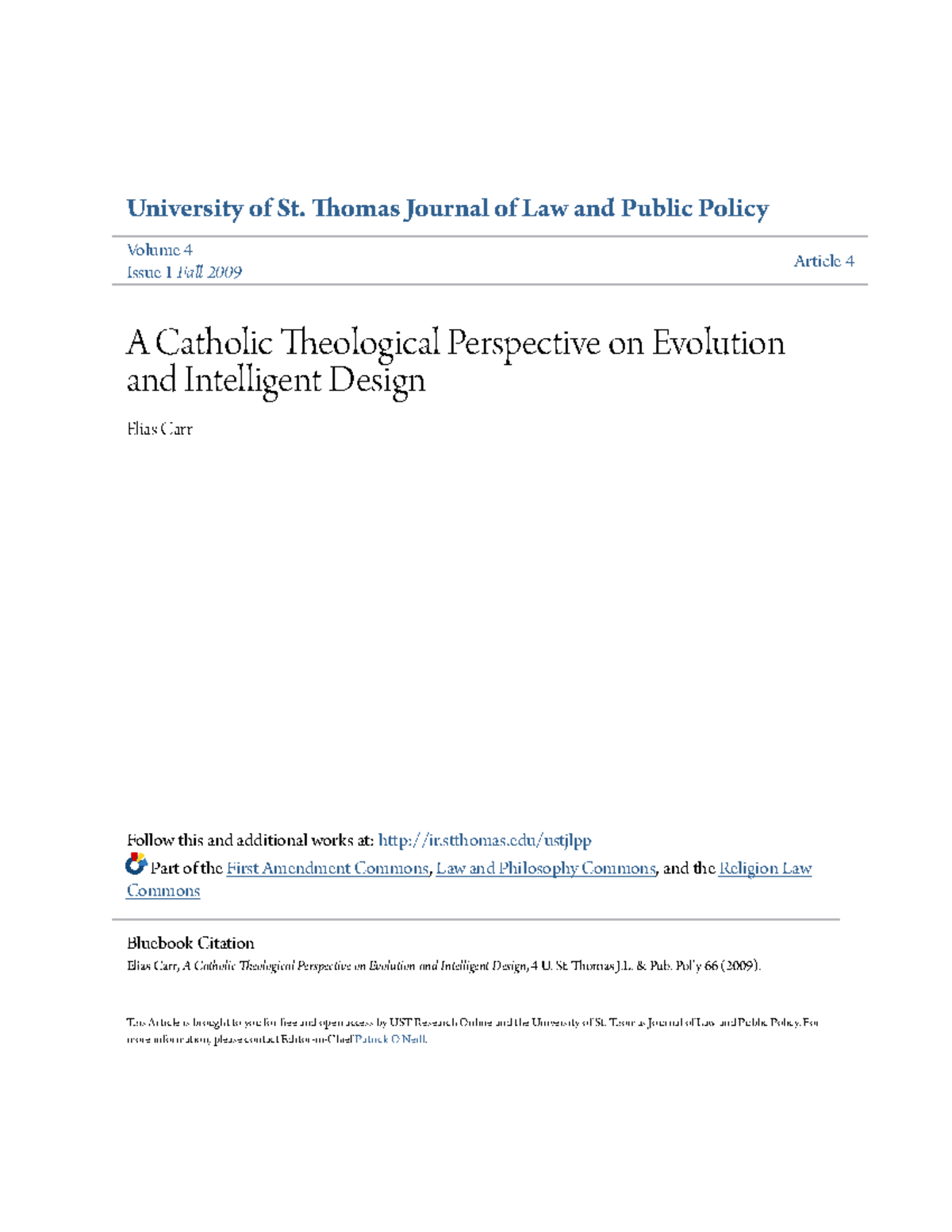 A Catholic Theological Perspective on Evolution and Intelligent D ...
