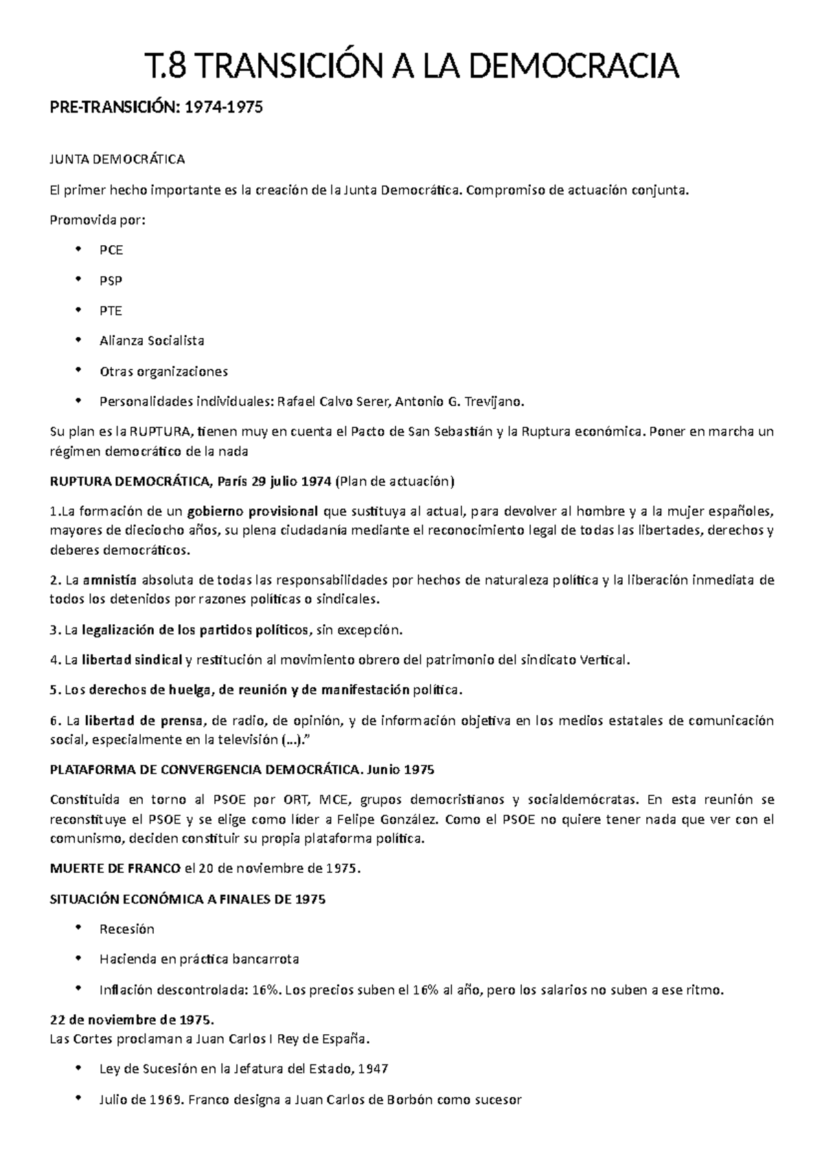 TEMA 8 transición a la democracia - T TRANSICIÓN A LA DEMOCRACIA PRE ...