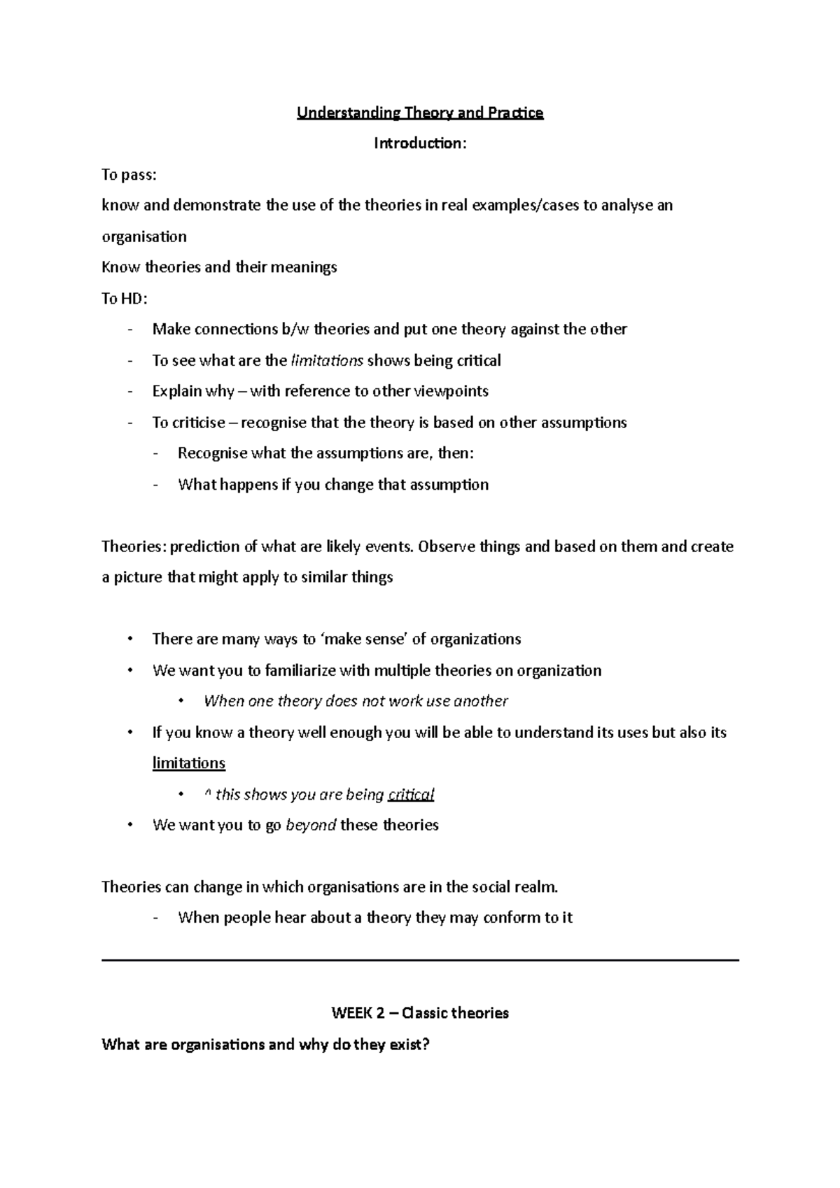 UT&P Weeks 1 to 3 - Concise summaries of the lecturer's teachings ...