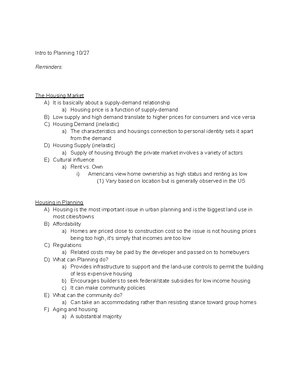 Intro to Planning Notes - Intro to Planning 11/ Reminders: Module 11 ...