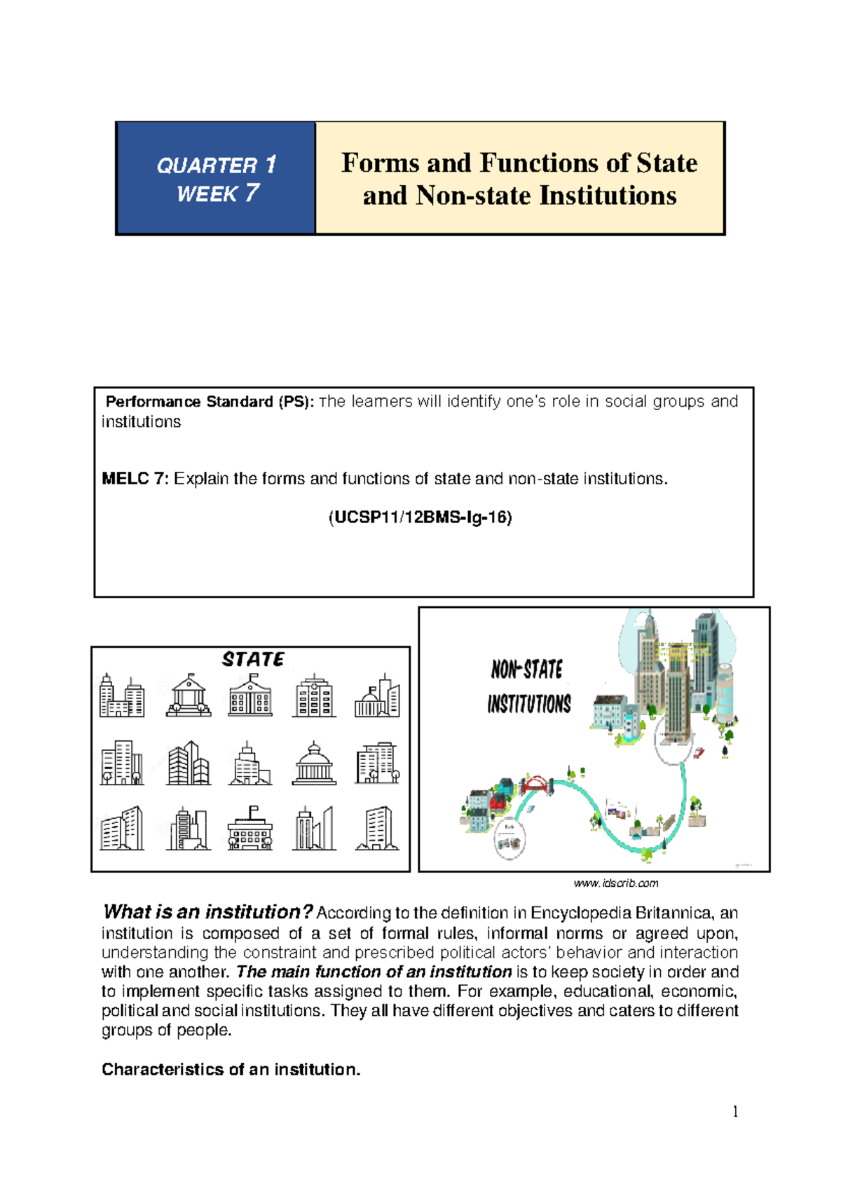 UCSP Q2 WEEK7 - USCP 2nd Quarter Week 7 Lesson - QUARTER 1 WEEK 7 Forms ...
