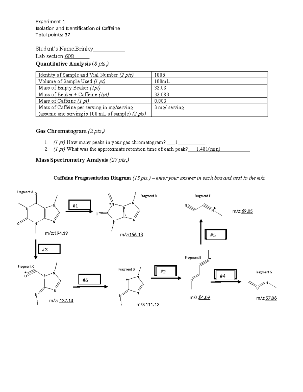 CHEM 110L - Experiment 1 Isolation and Identification of Caffeine v2 ...