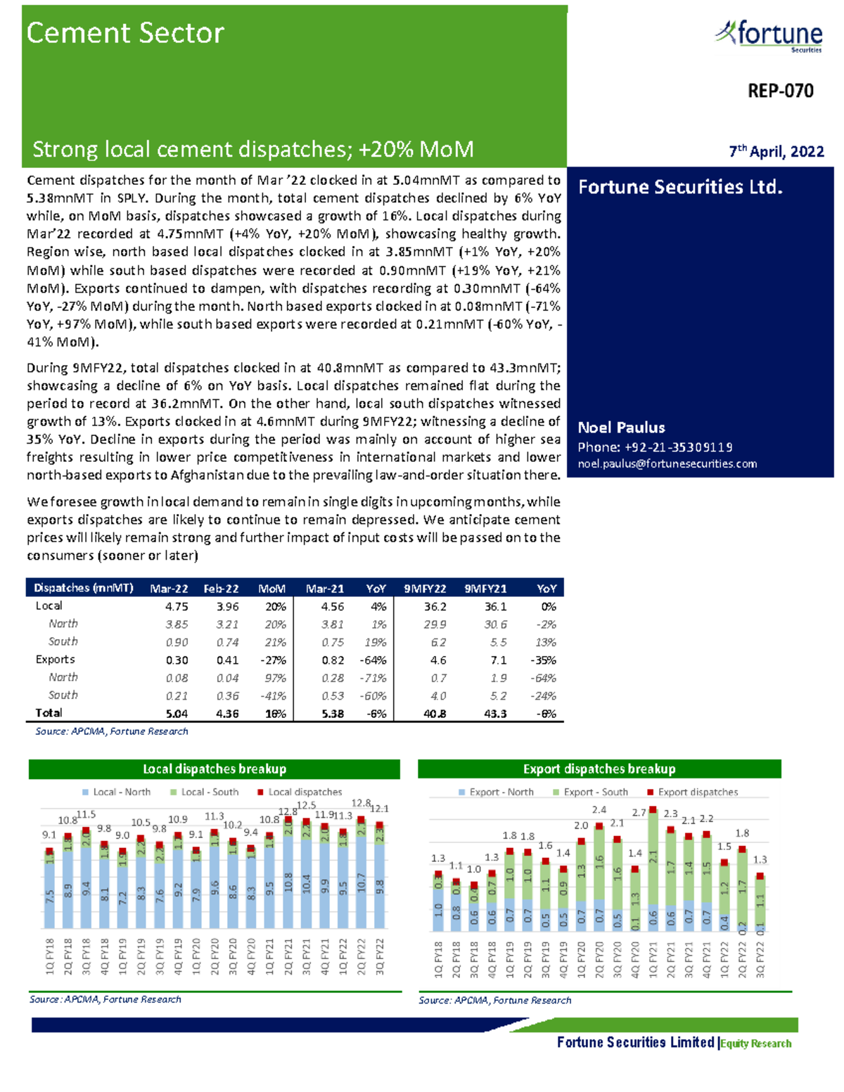 Fortune Research - Cement Sector Update - Mar 2022 - contract Law - Studocu