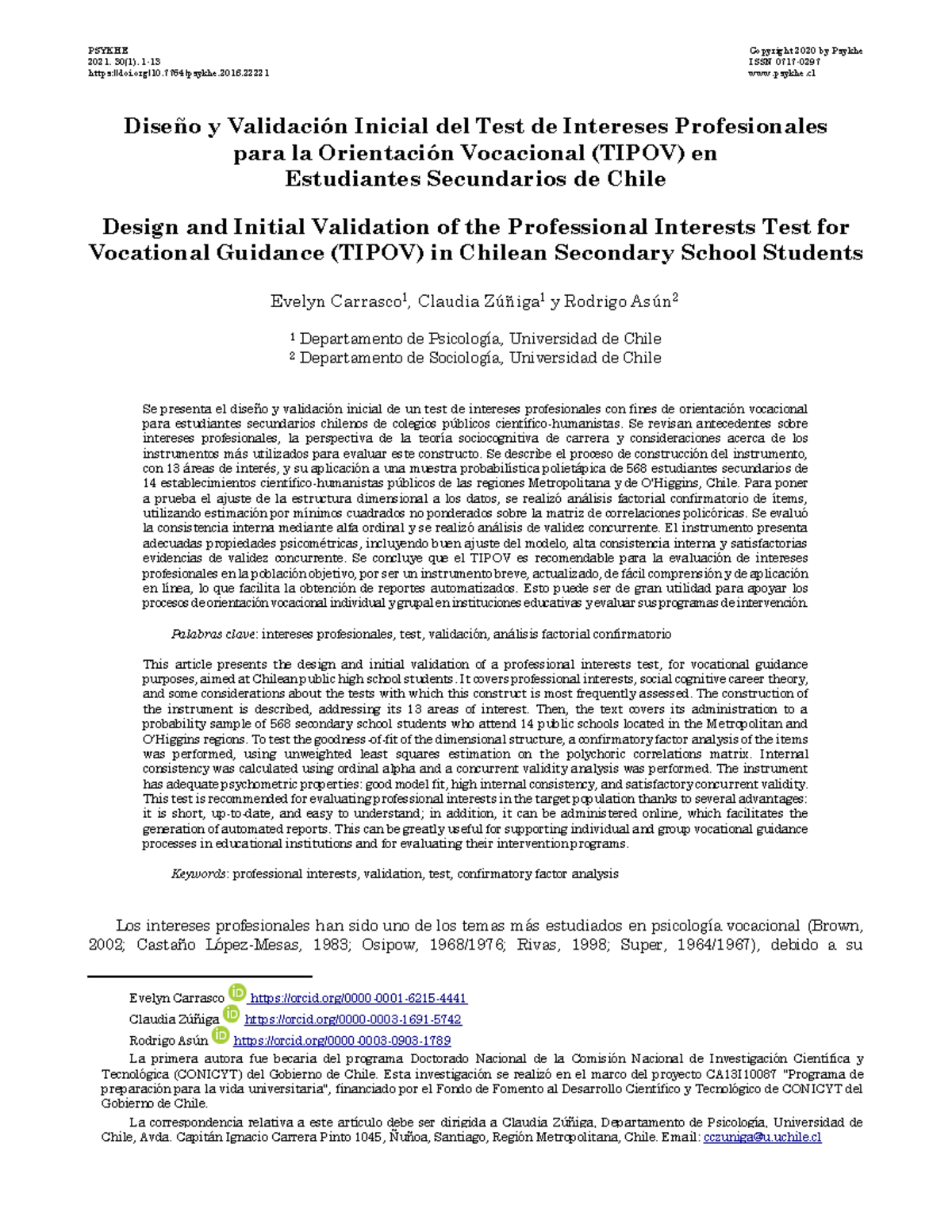 Design and Initial Validation of the Professional Interests Test for ...