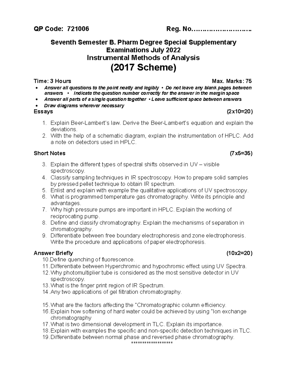 721006 - Question paper - QP Code: 721006 Reg. No ...