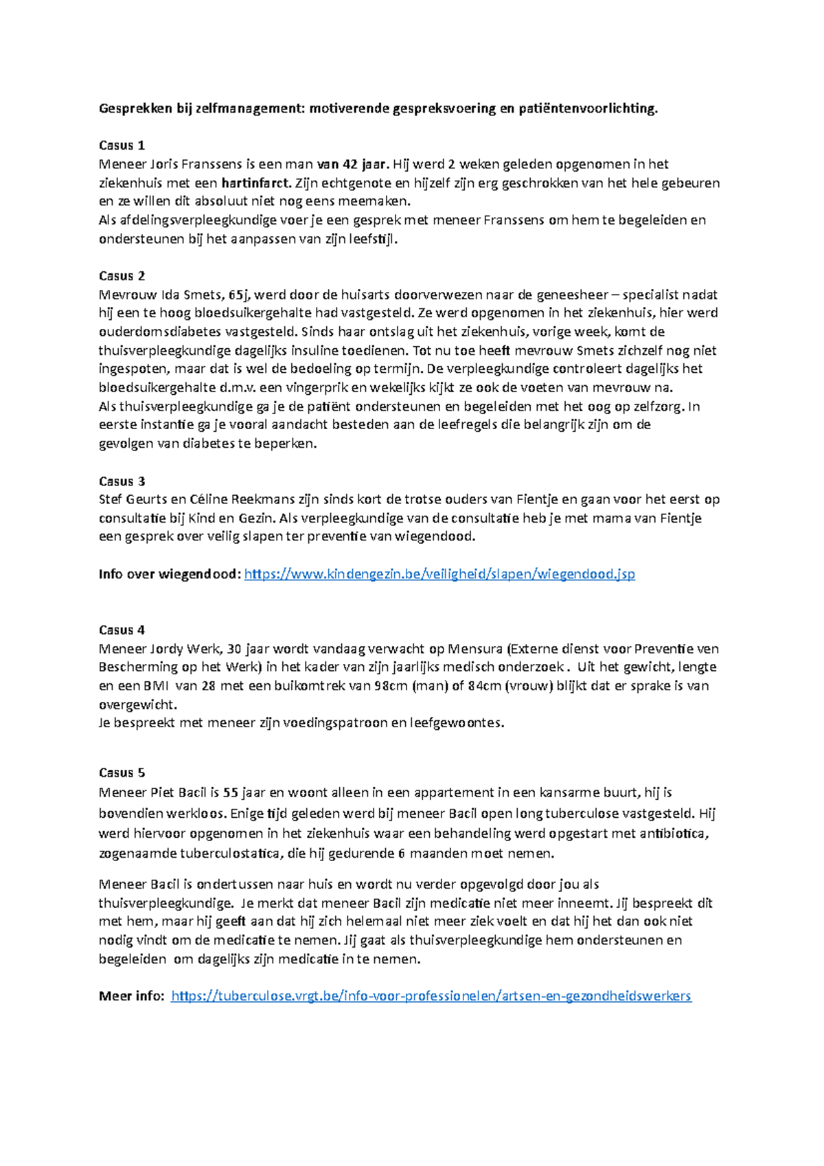 Casussen zelfmanagement (stud) - Gesprekken bij zelfmanagement ...