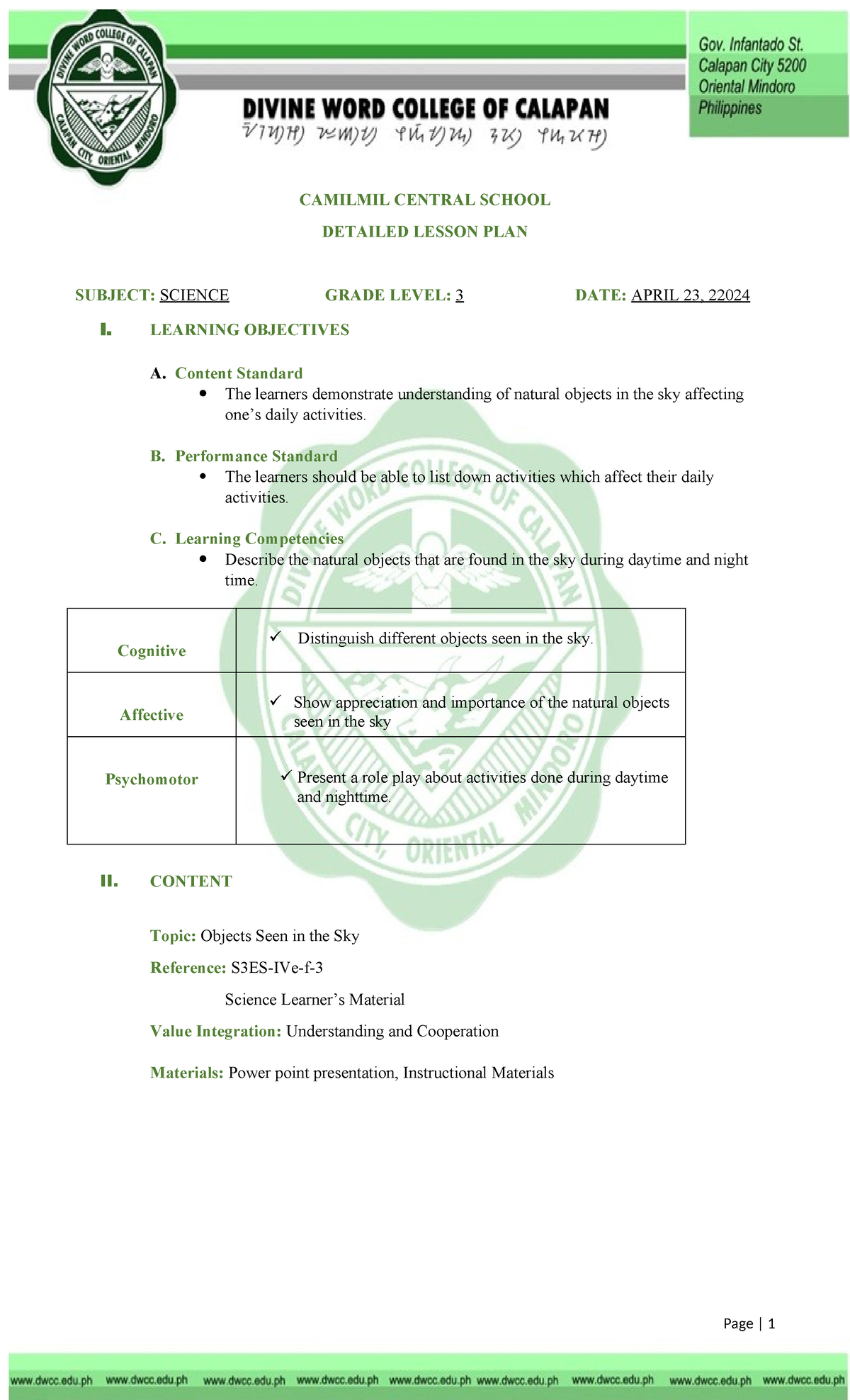 Final- Science G3 Objects IN THE SKY (Autosaved) - CAMILMIL CENTRAL ...