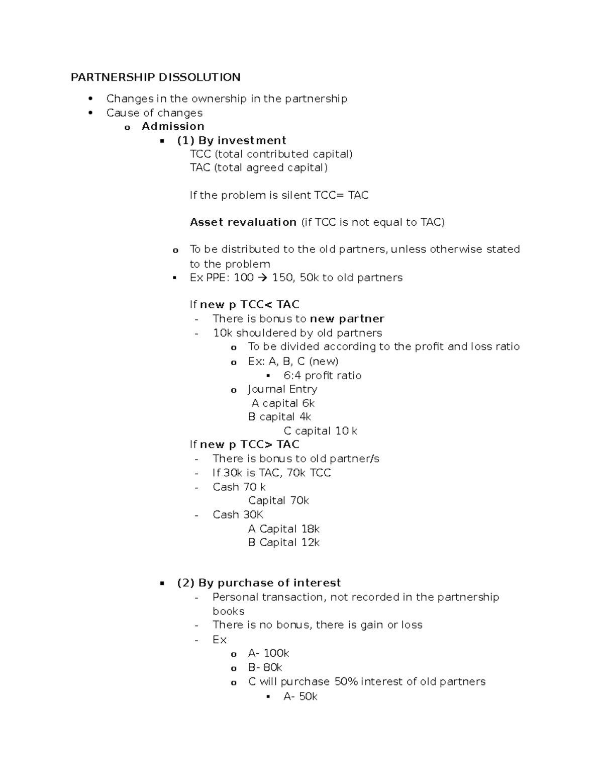 Partnership Dissolution - PARTNERSHIP DISSOLUTION Changes in the ...