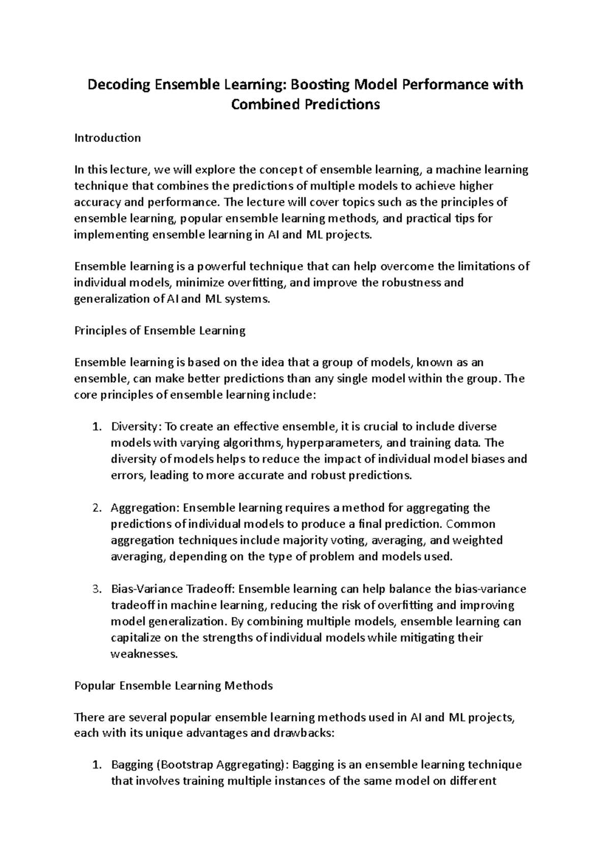 Decoding Ensemble Learning- Boosting Model Performance with Combined ...