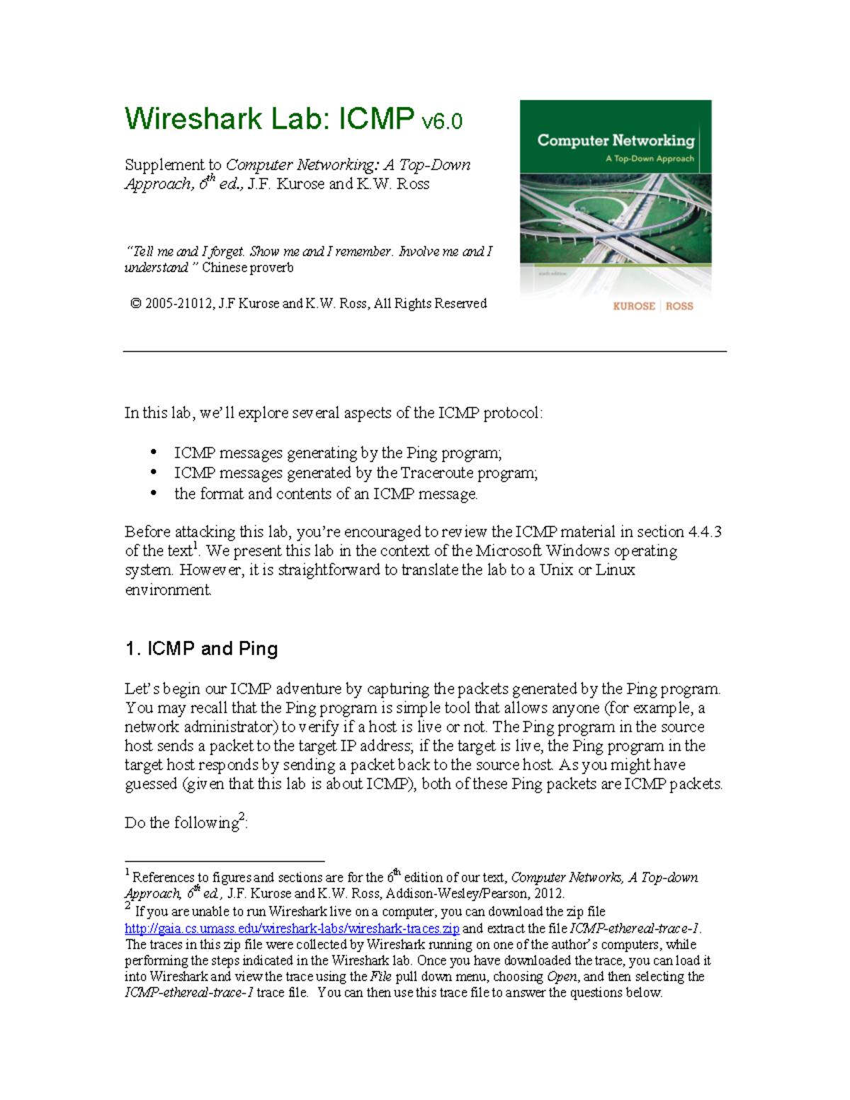 Wireshark ICMP v6 - Wireshark Lab: ICMP v6. Supplement to Computer ...
