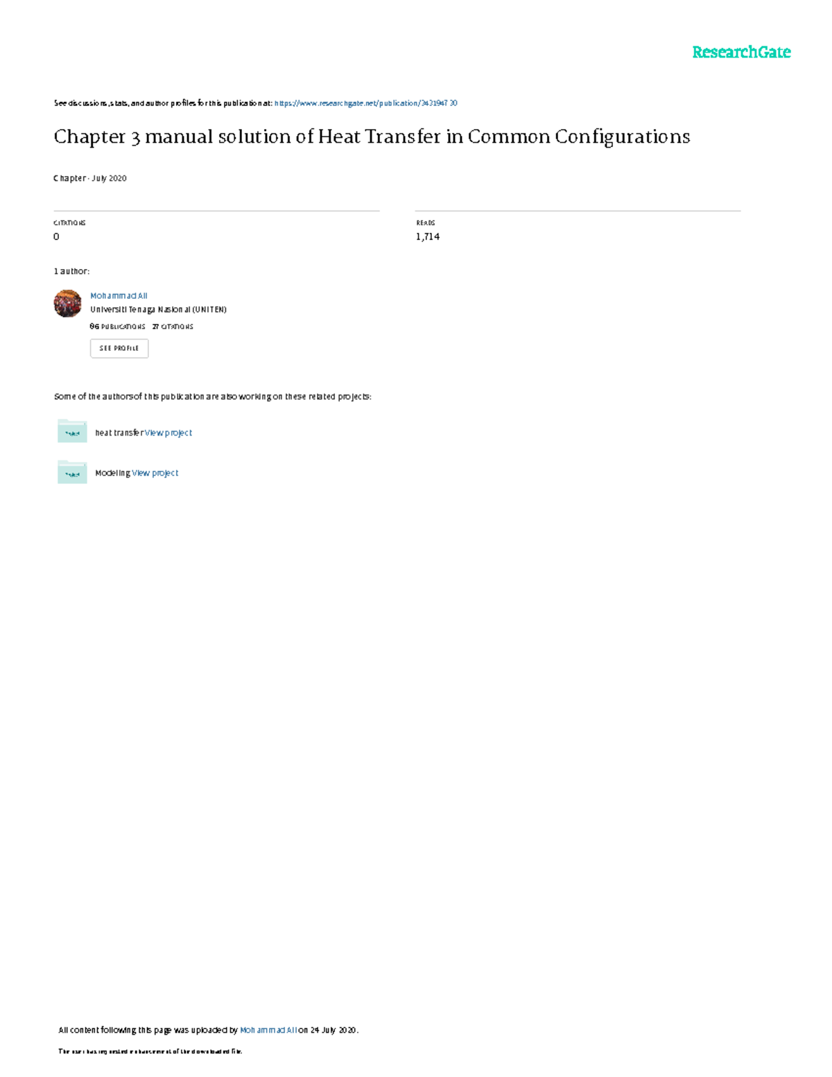 Chapter 3manual solution of Heat Transfer in Common Configurations - See discussions, stats, and ...
