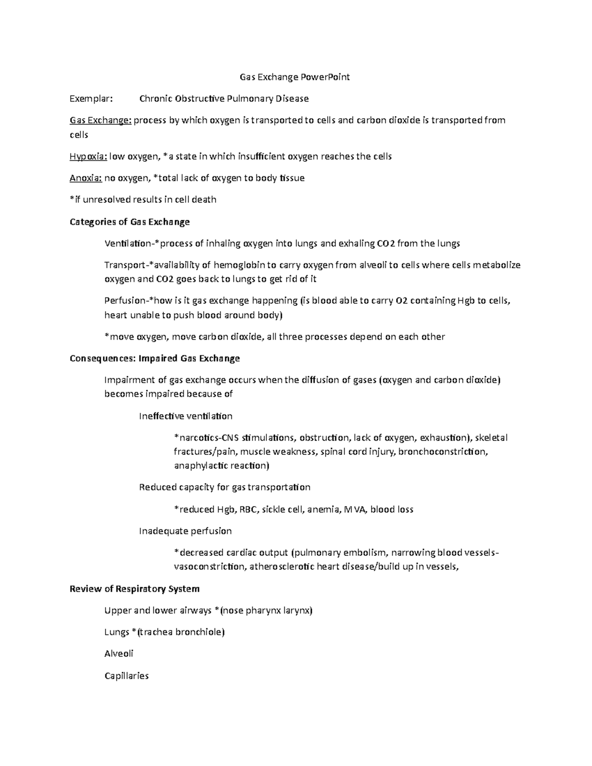 Gas exchange ppt - Gas Exchange PowerPoint Exemplar: Chronic ...