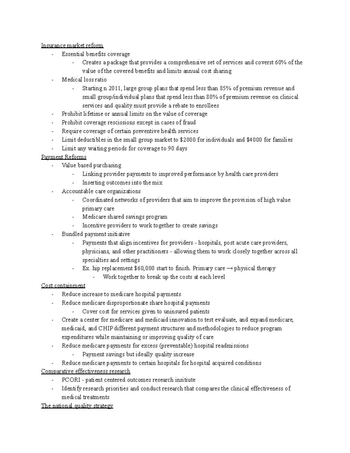 SPHU3010 insurance reform - Insurance market reform - Essential ...
