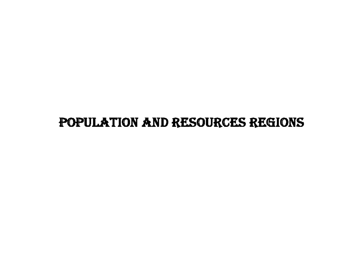 Population Resource Regions - PoPulation and ResouRces Regions ...