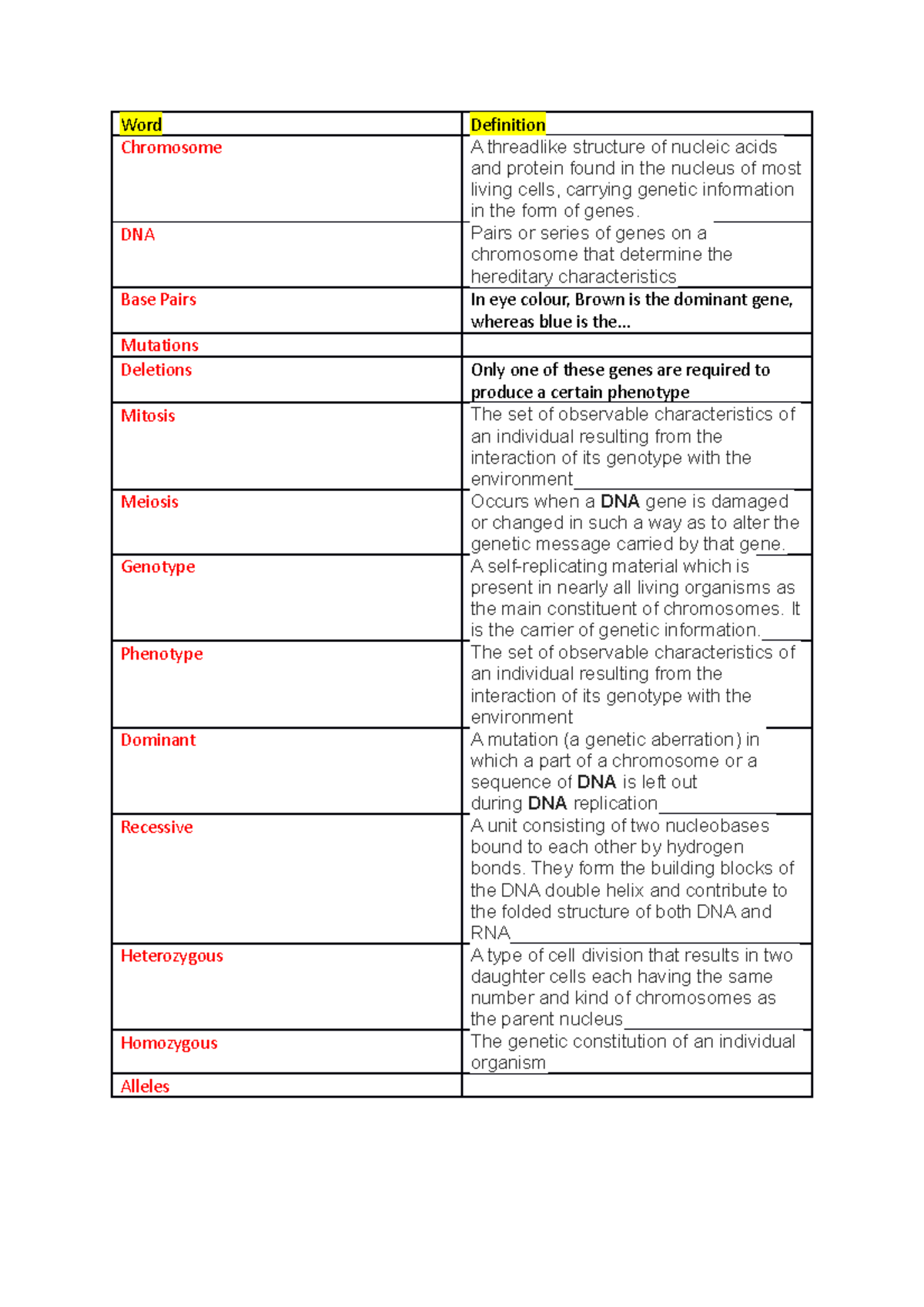 Week 3 Genetics warm up - basic specialist math examples - Word ...