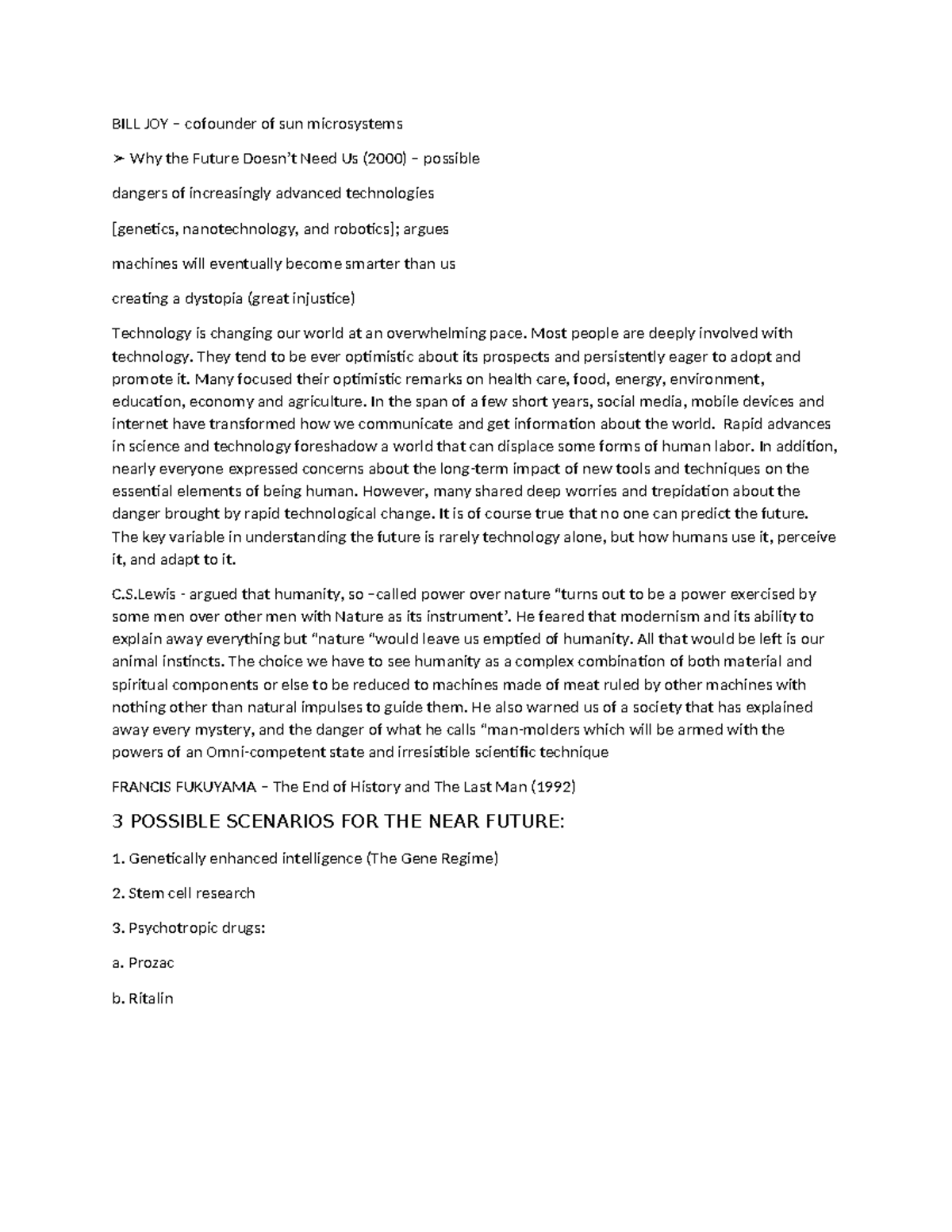 BILL JOY - The future doesn't need us because advanced technologies ...