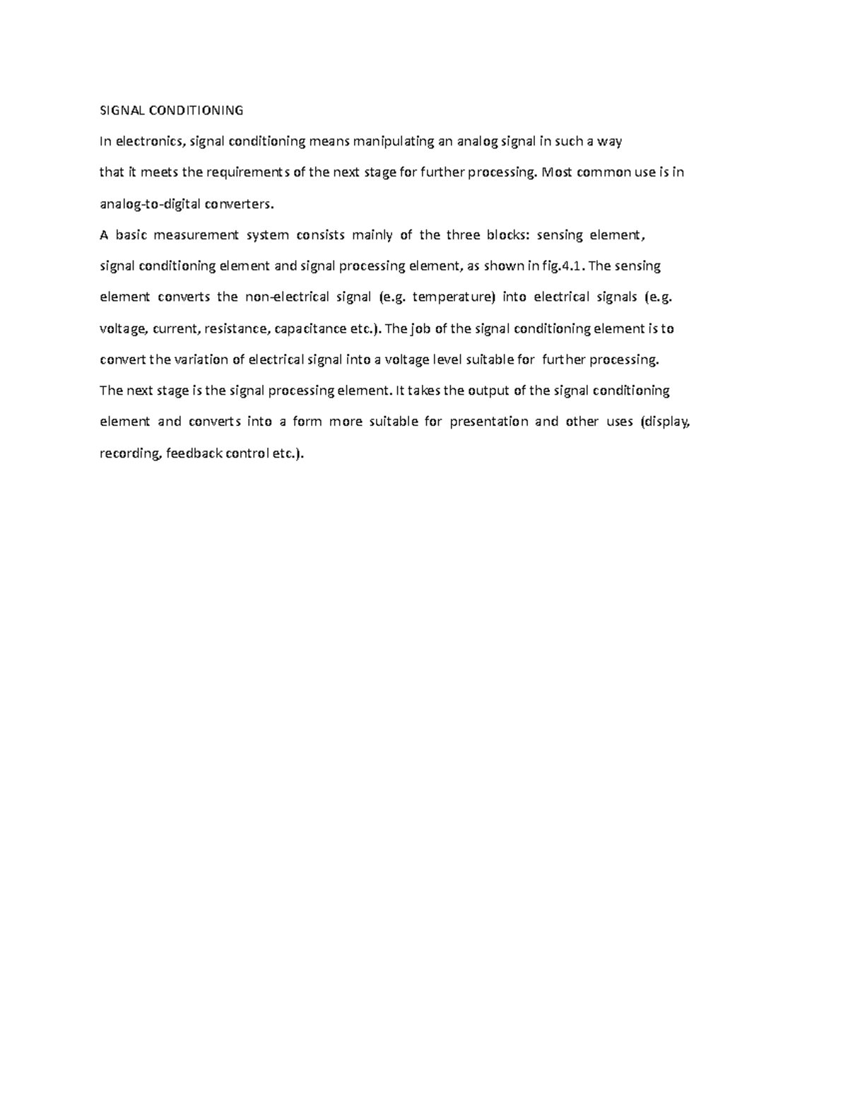 Signal Conditioning - SIGNAL CONDITIONING In electronics, signal ...