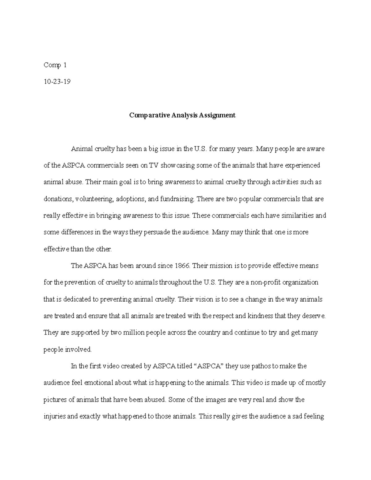 Comparative Analysis - Comp 1 10-23- Comparative Analysis Assignment ...