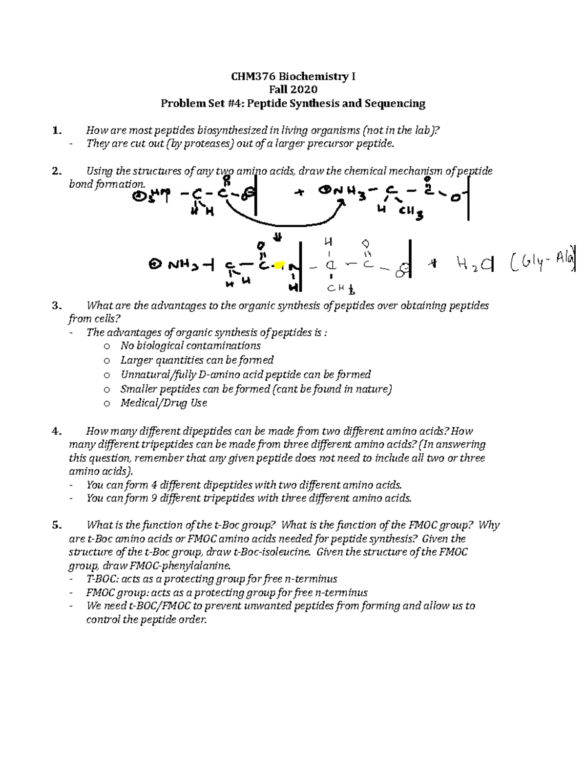 CHM376 Fa20 PS4 - practice - CHM376 Biochemistry I Fall 2020 Problem ...