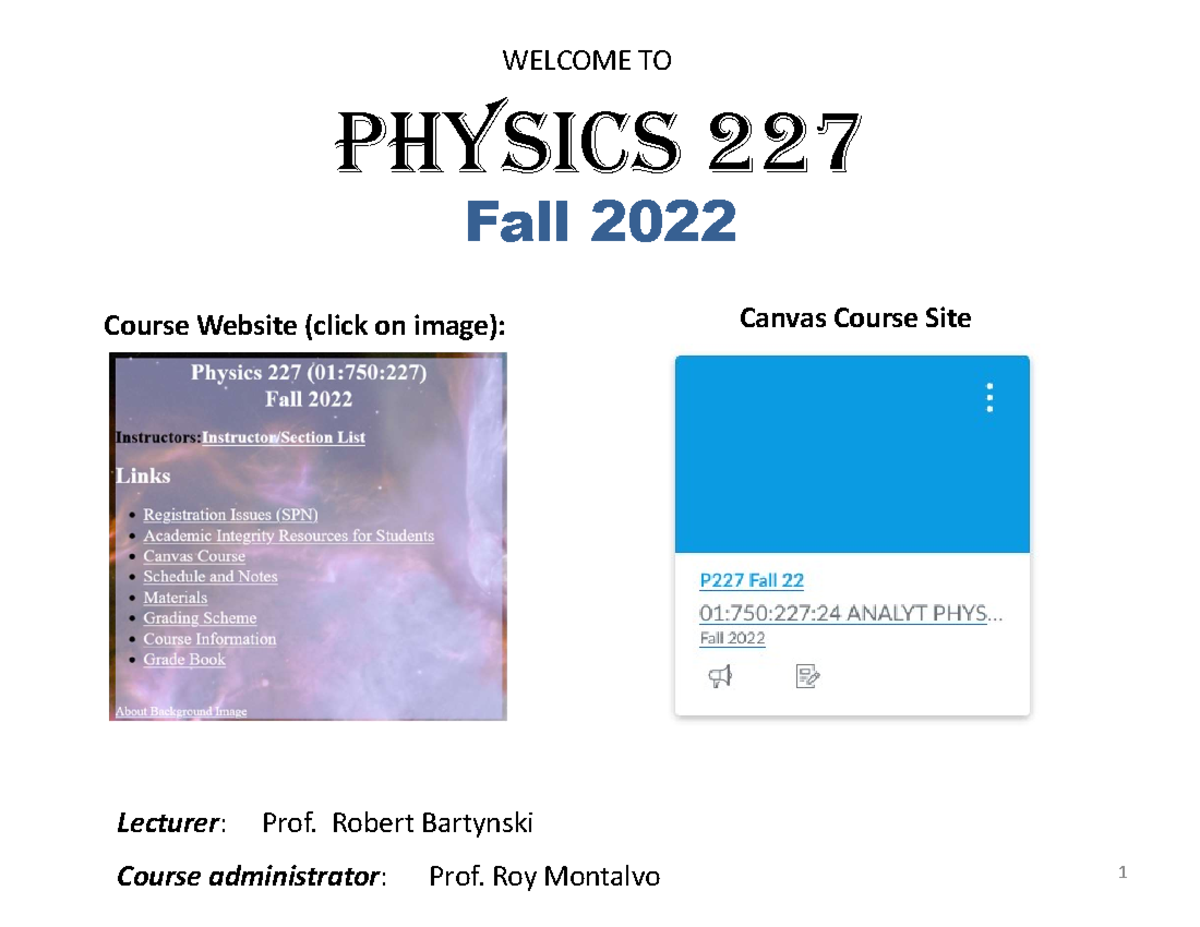 P227F22 L01 Electric Charge Coulombs Law Lin Superposition posted 2022 - Physics 227 1 Fall 2022 ...