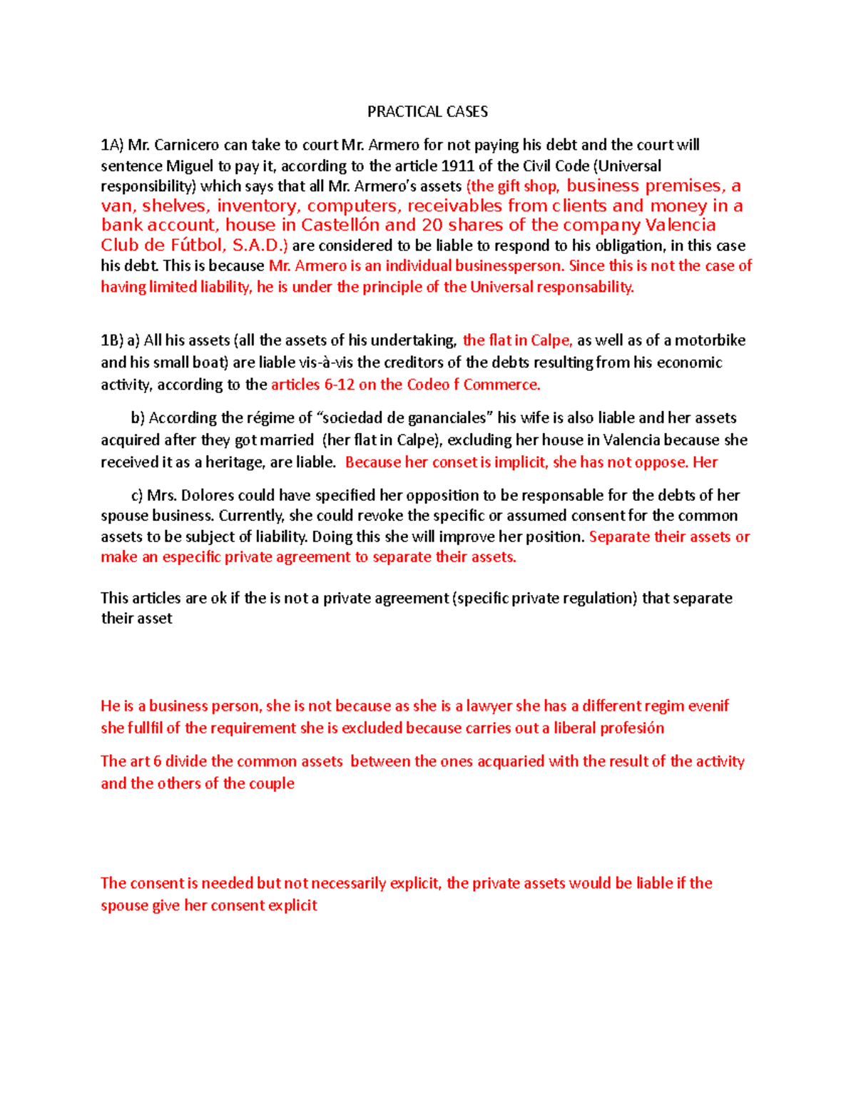 Practical Cases 1 - Introduction to Law - PRACTICAL CASES 1A) Mr ...