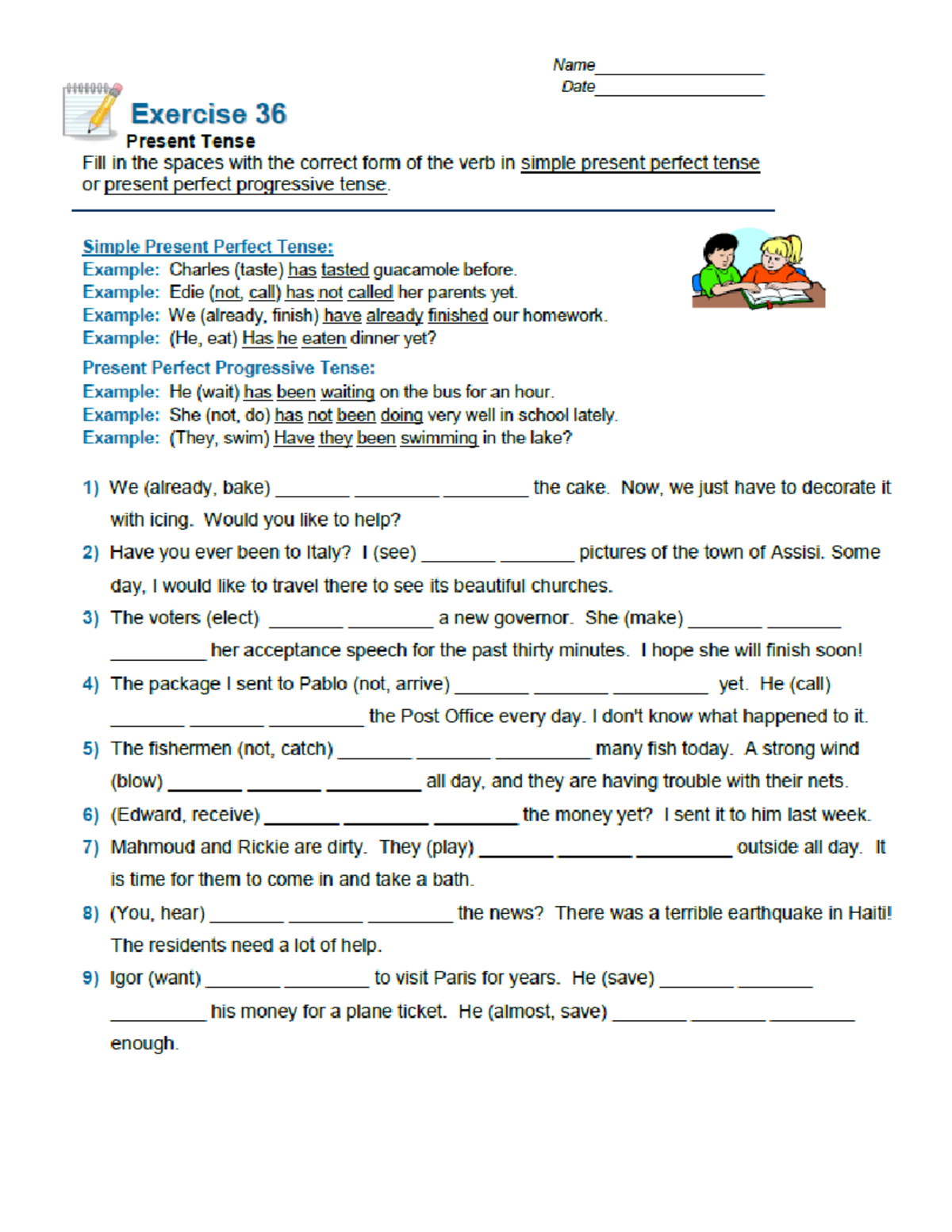 Grade 6 Verb Worksheets - AB English Language - Studocu