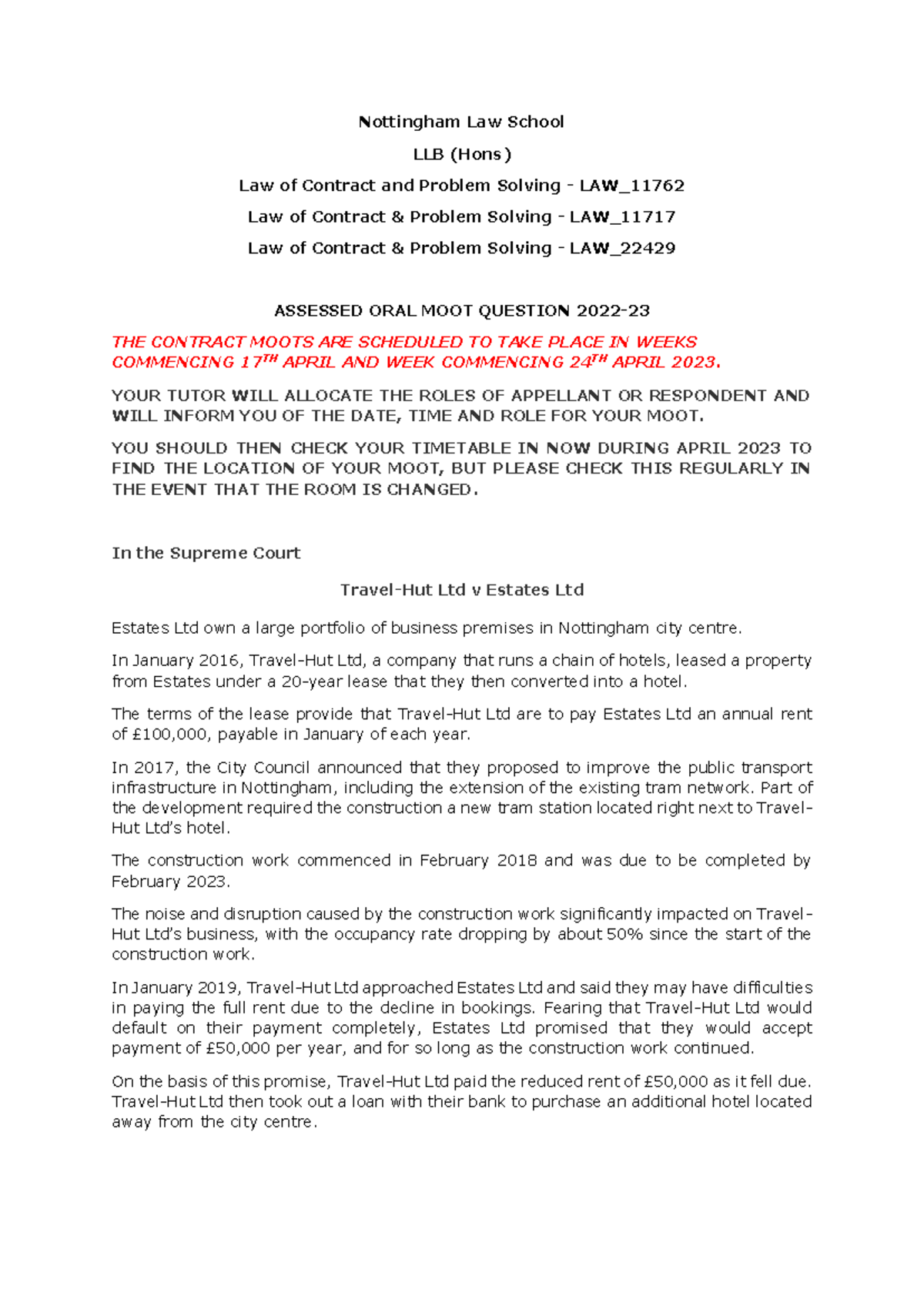 Assessed Moot Question 2022-23 - Nottingham Law School LLB (Hons) Law ...