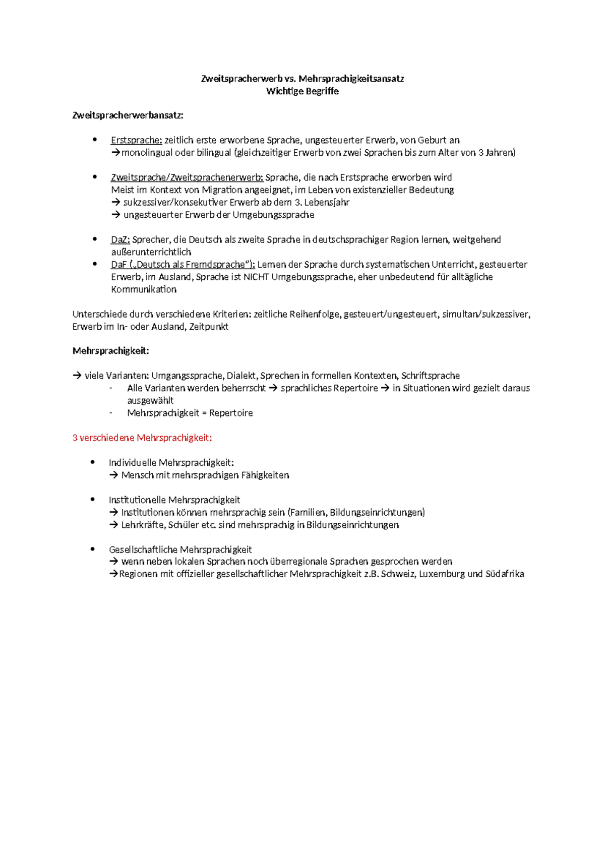 Begriffe Deutsch als Zweitsprache - Zweitspracherwerb vs ...