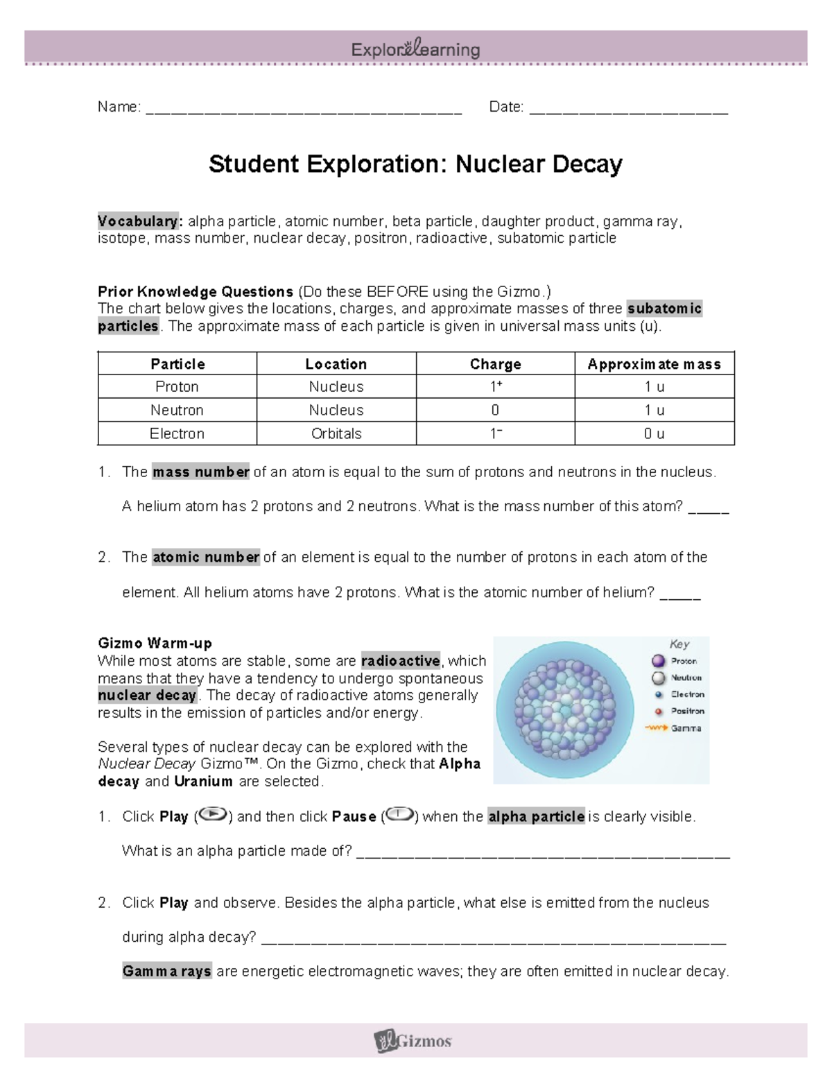 Nuclear Decay SE - gizmo - Name ...