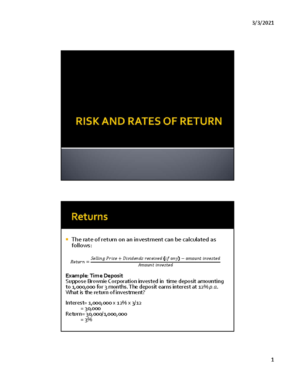 FM- Risk and Rates of Return - The rate of return on an investment can ...