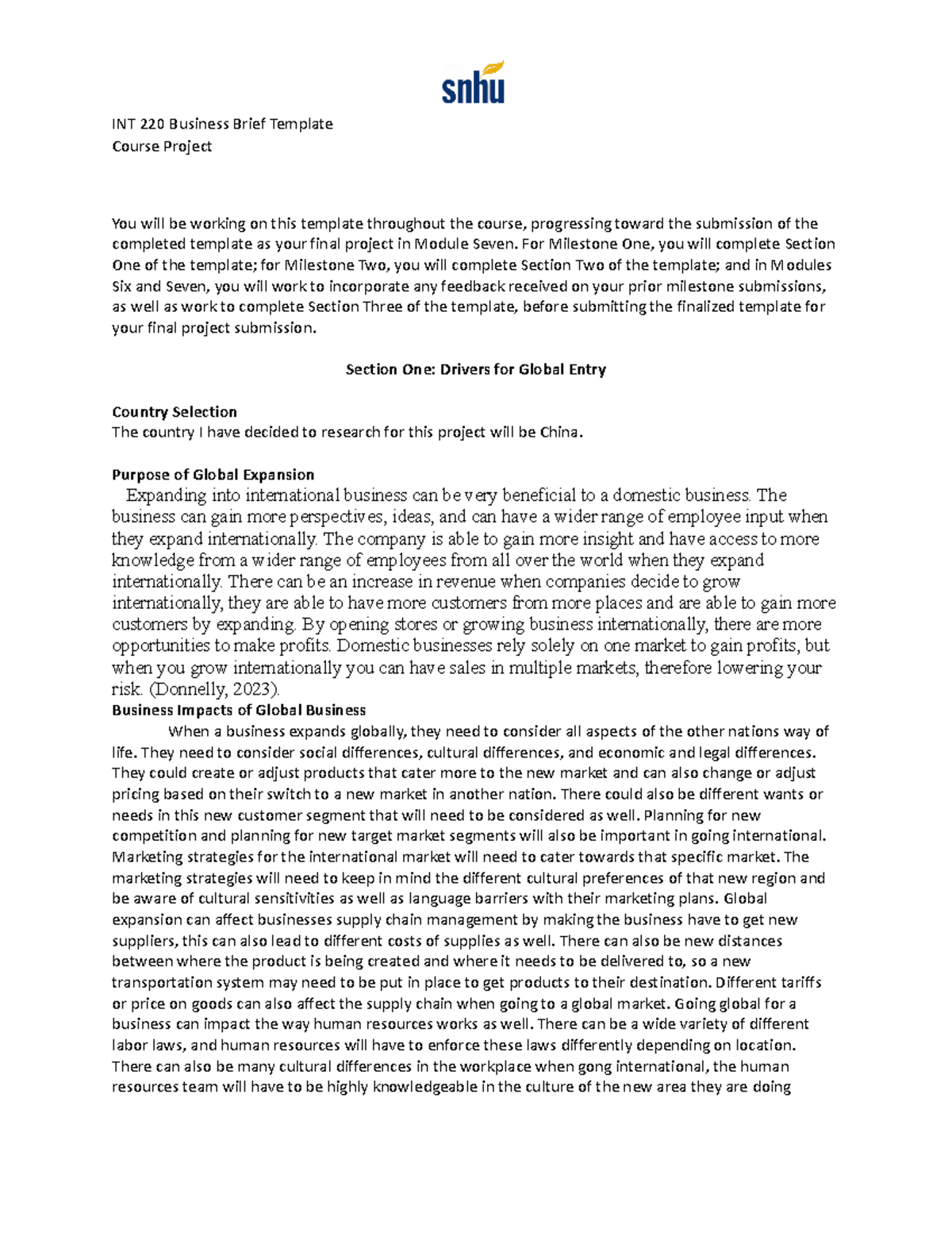 INT 220 Business Brief Marla Haynes - INT 220 Business Brief Template ...