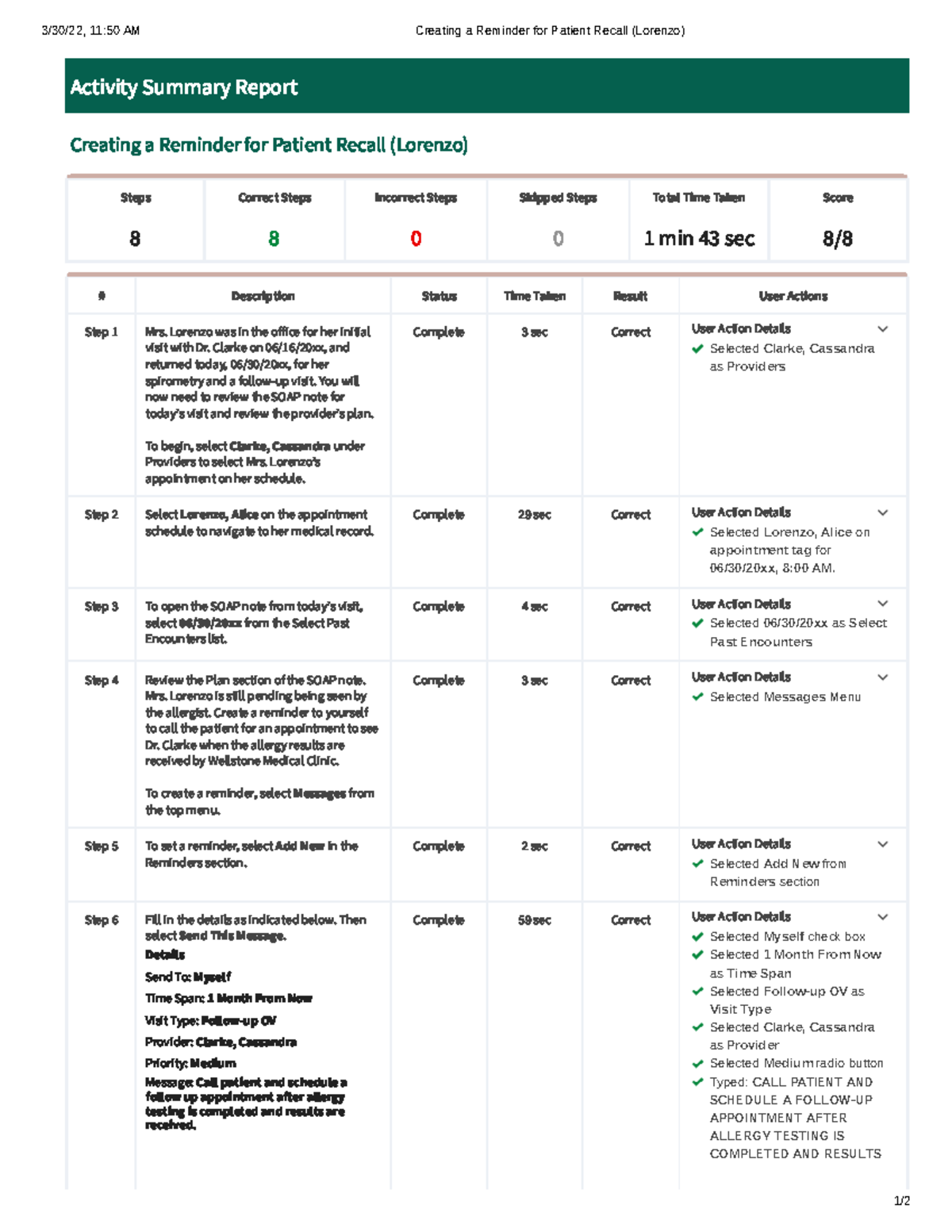 Creating a Future Appointment Recall (Lorenzo) - 3/30/22, 11:50 AM ...