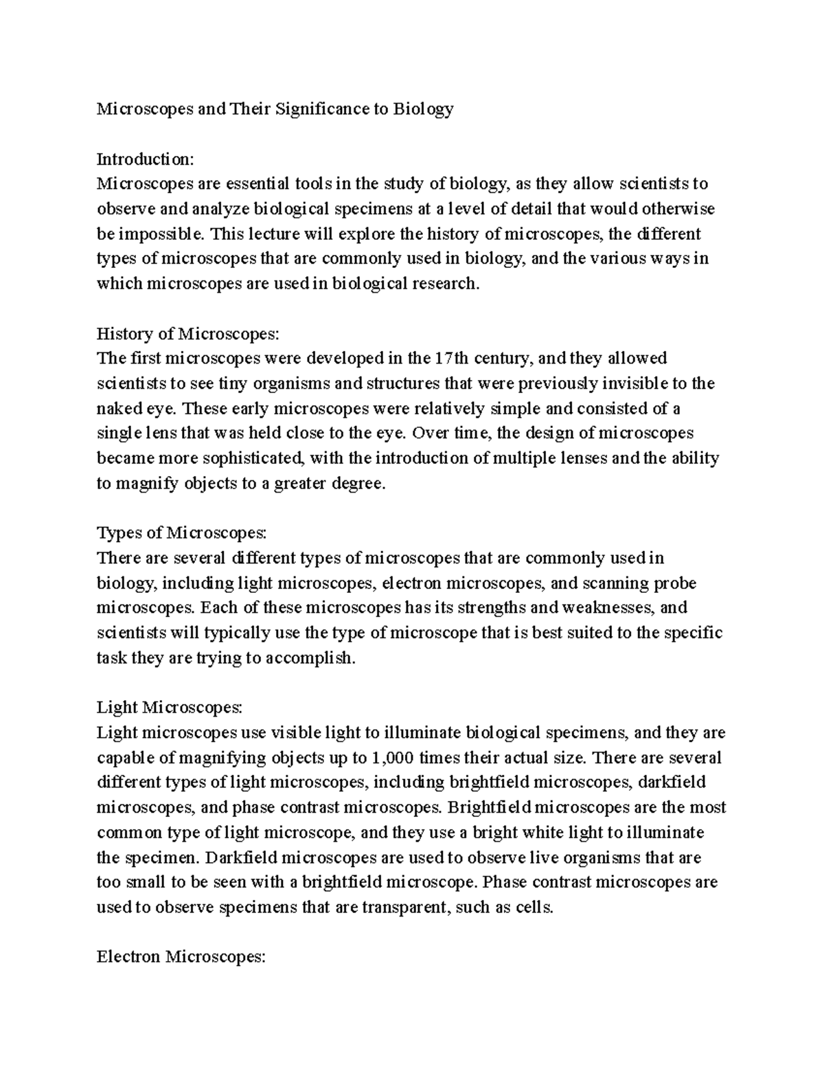 Microscopes Notes 1- Google Docs - Microscopes and Their Significance ...