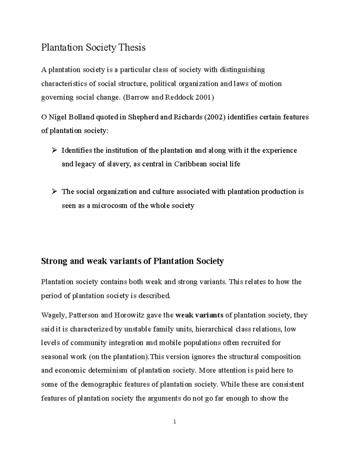 Plantation Society Thesis - (Barrow and Reddock 2001) O Nigel Bolland ...