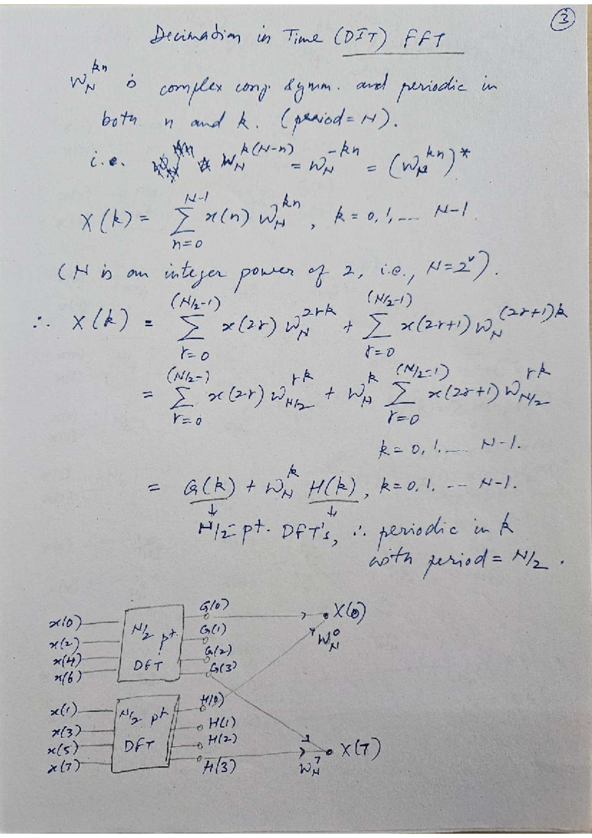 3 fft - Important notes - 3 Decimation in Time (DIT) FFT kn WN is ...