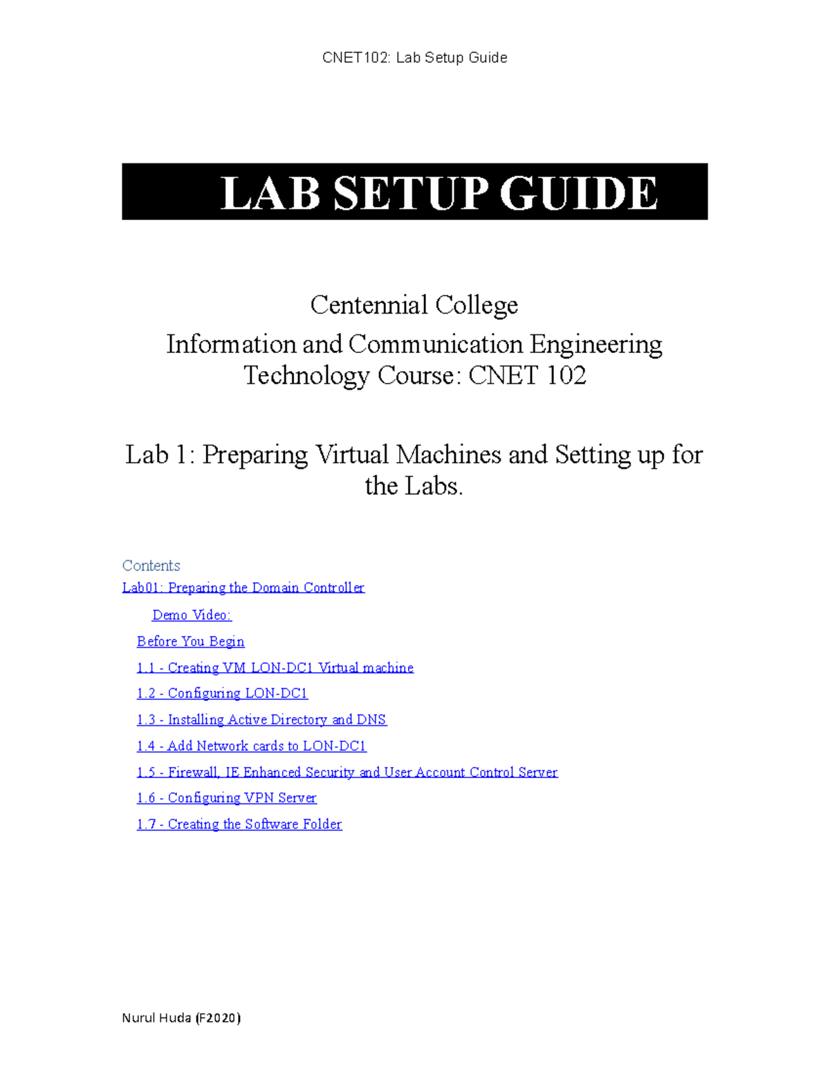 Lab01 Preparing the Domain Controller - LAB SETUP GUIDE Centennial ...