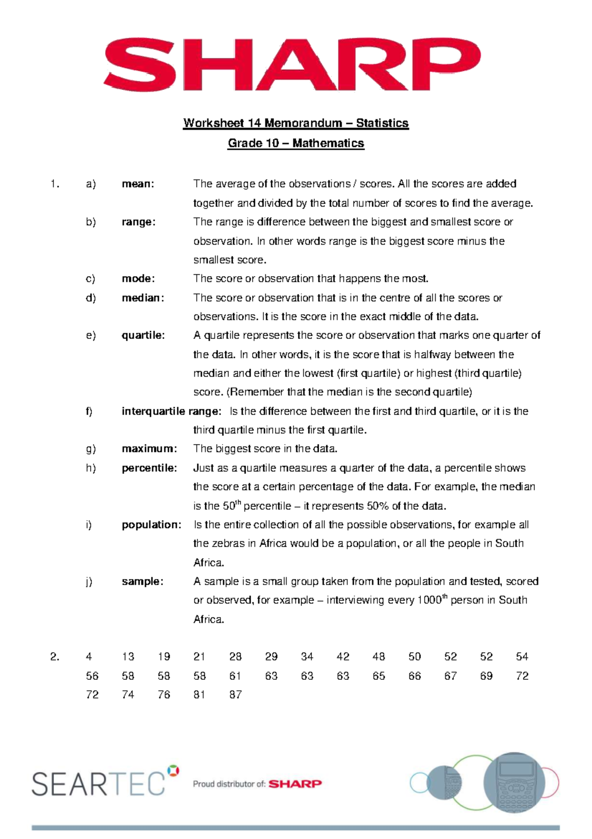 Statistics grade 11 mathematics worksheet like tf these are long ahh ...