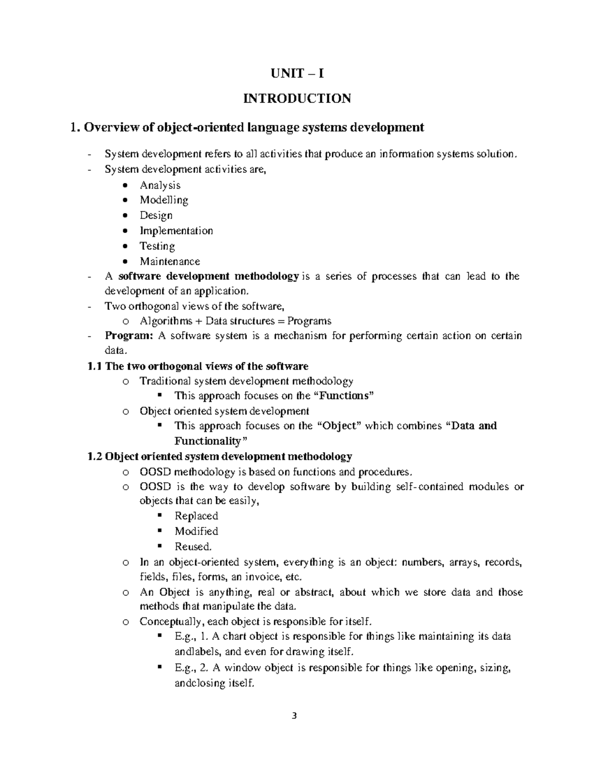 OOSE 1 - Dr.U.Sridevi - UNIT – I INTRODUCTION 1. Overview of object-oriented language systems ...