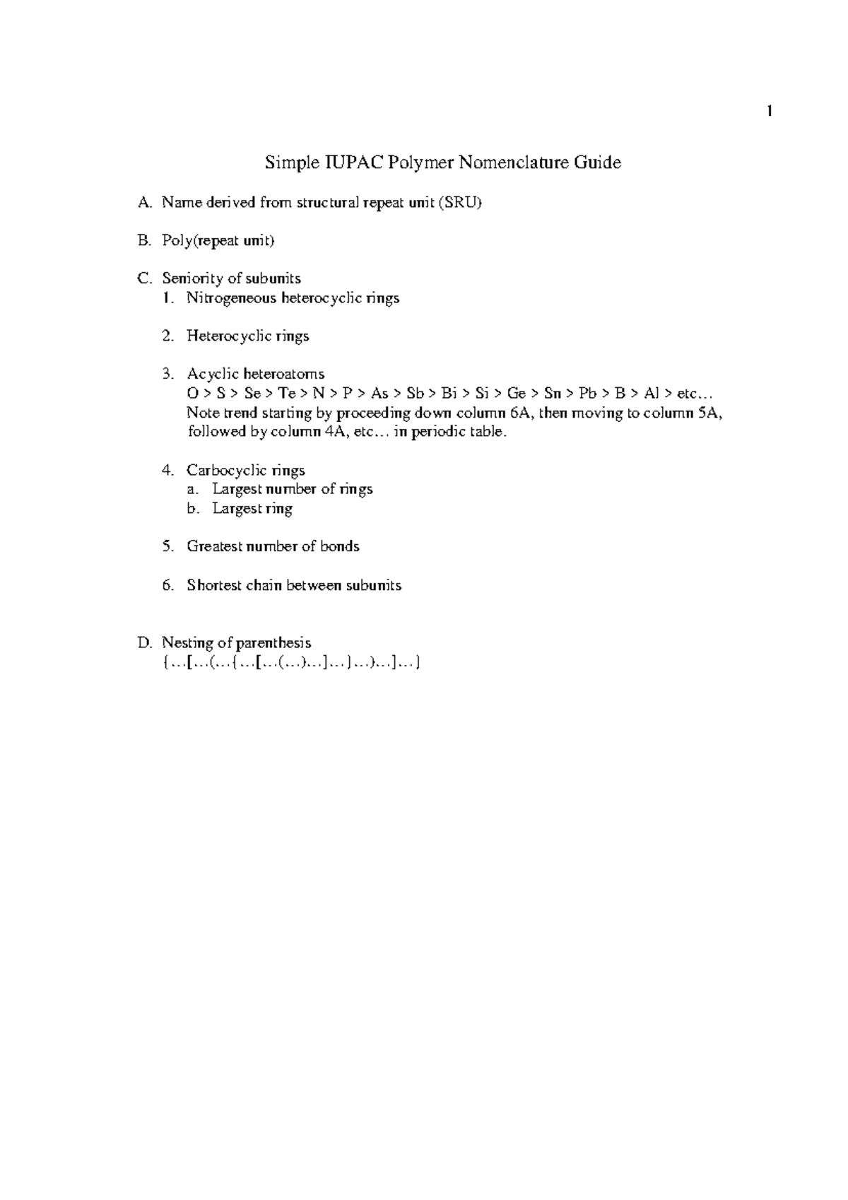 Simple Iupac Nomenclature Guide - Simple IUPAC Polymer Nomenclature ...