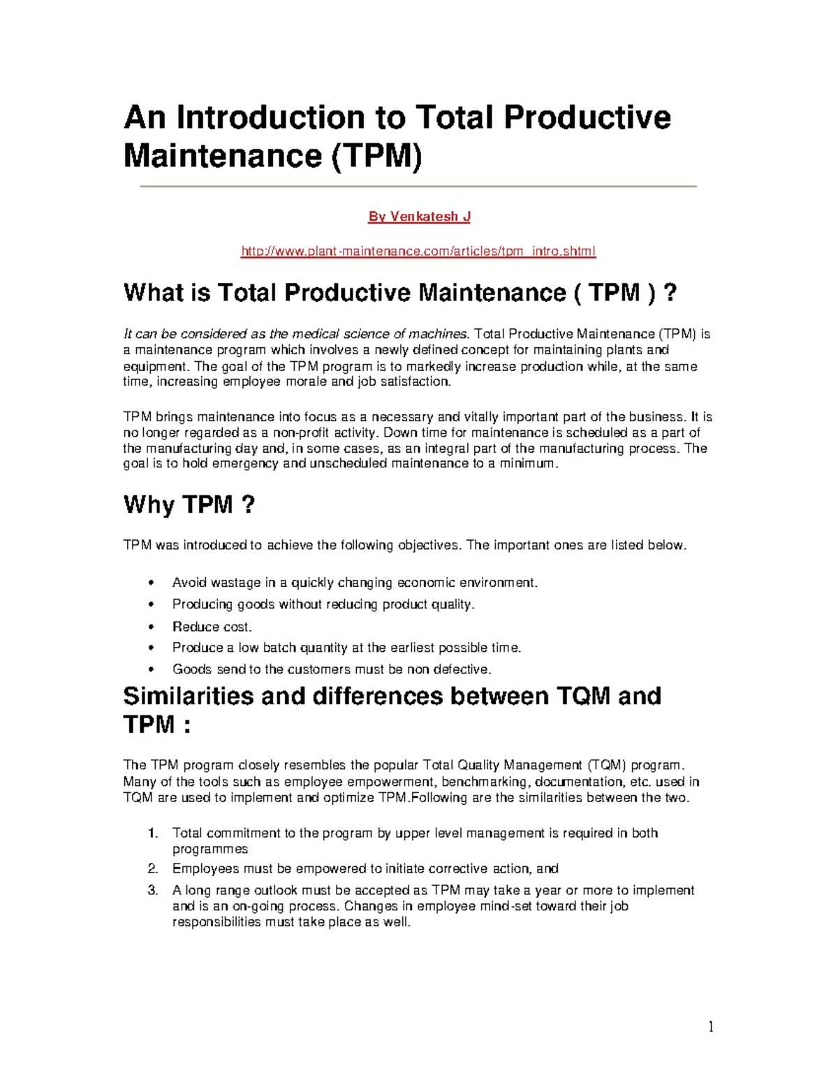 TPM, Kaizen - EACH AND EVERYTHING IS IMPORTANT - An Introduction to ...